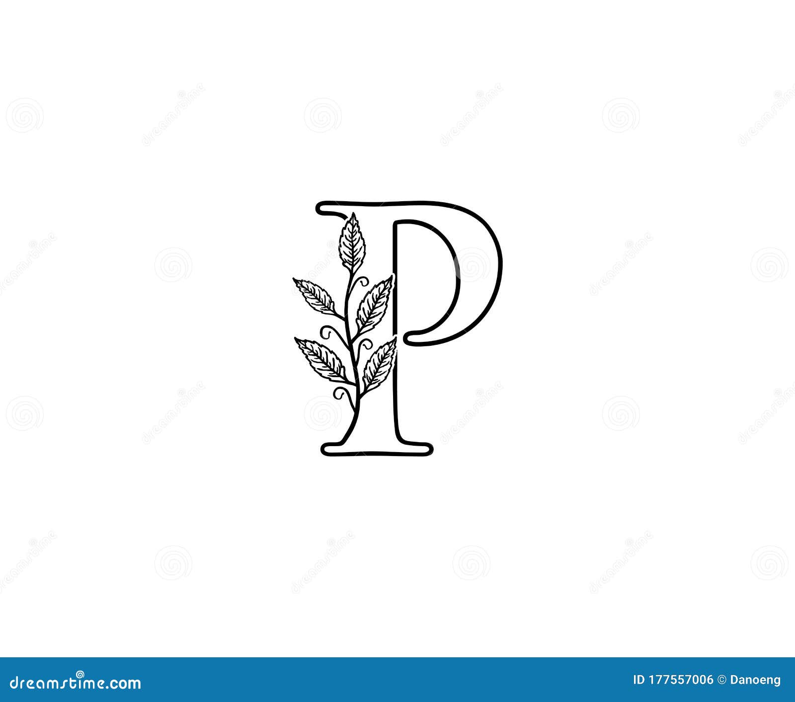 Initial P Letter With Leaves Line Shape Logo Vector. Stock Photography ...