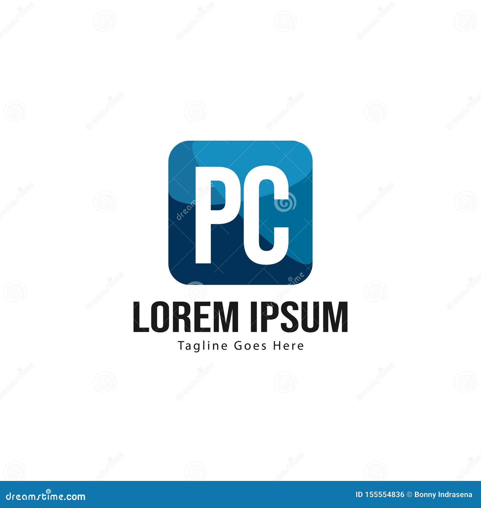 Initial PC Logo Template with Modern Frame. Minimalist PC Letter Logo ...