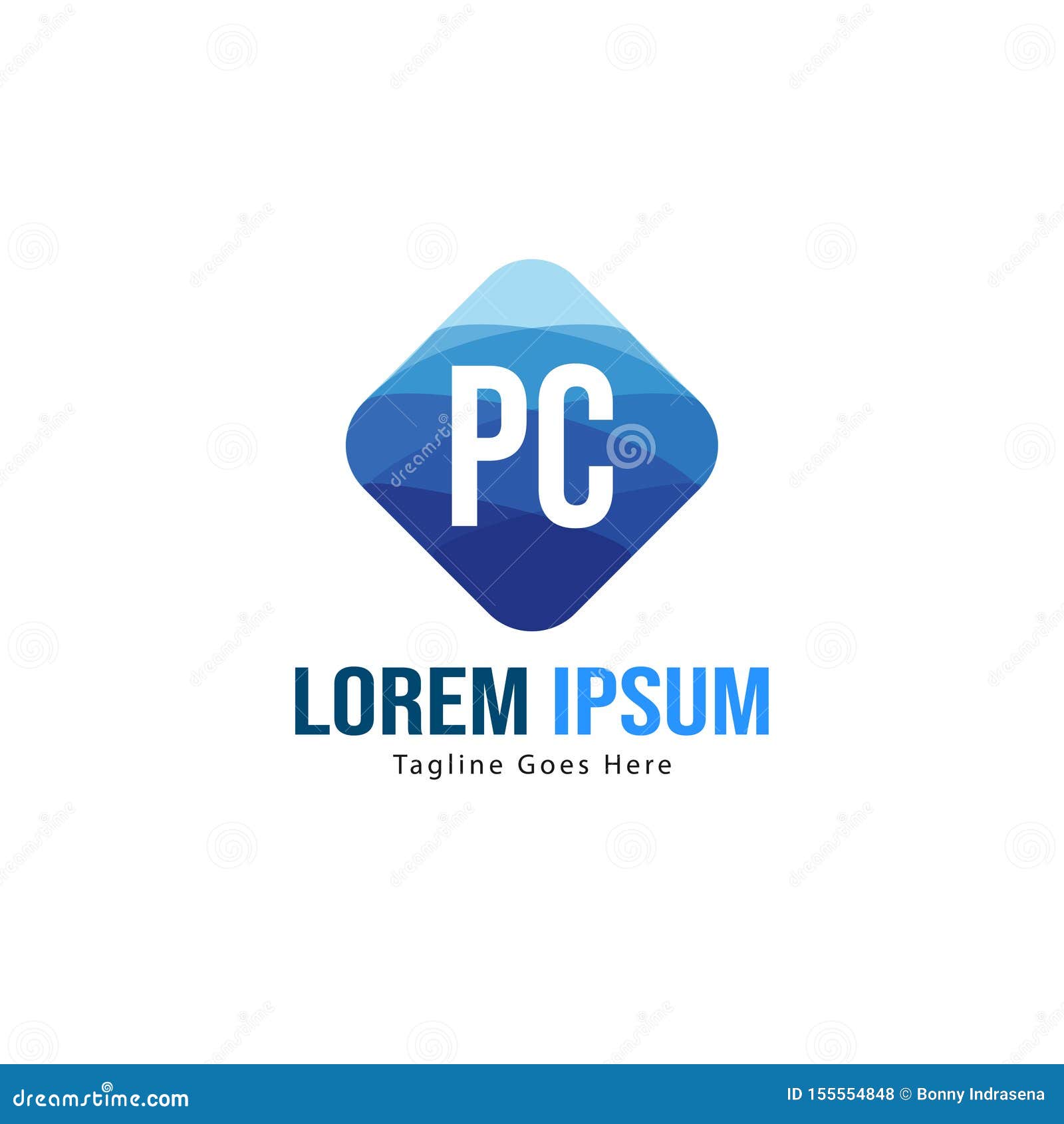 Initial PC Logo Template with Modern Frame. Minimalist PC Letter Logo ...