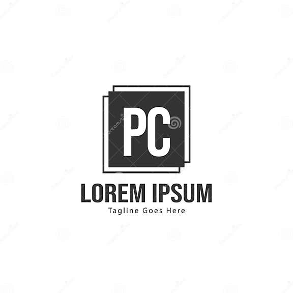 Initial PC Logo Template with Modern Frame. Minimalist PC Letter Logo ...