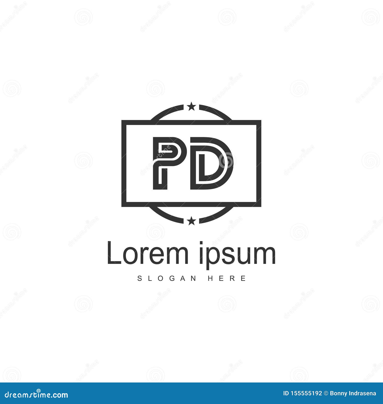 Initial PD Logo Template with Modern Frame. Minimalist PD Letter Logo ...