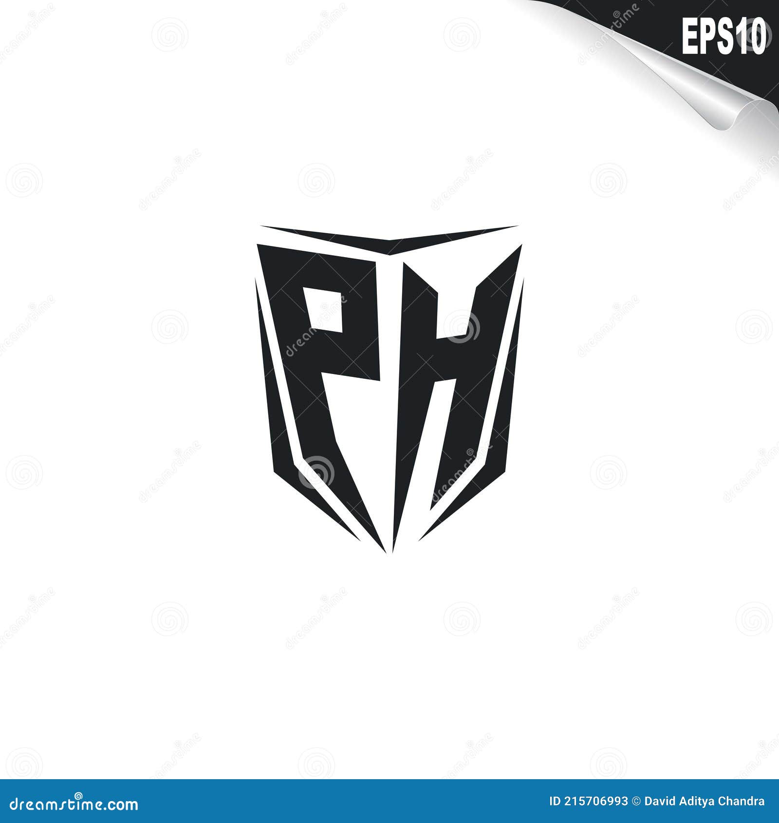 Initial PH Logo Design with Shield Style, Logo Business Branding Stock ...