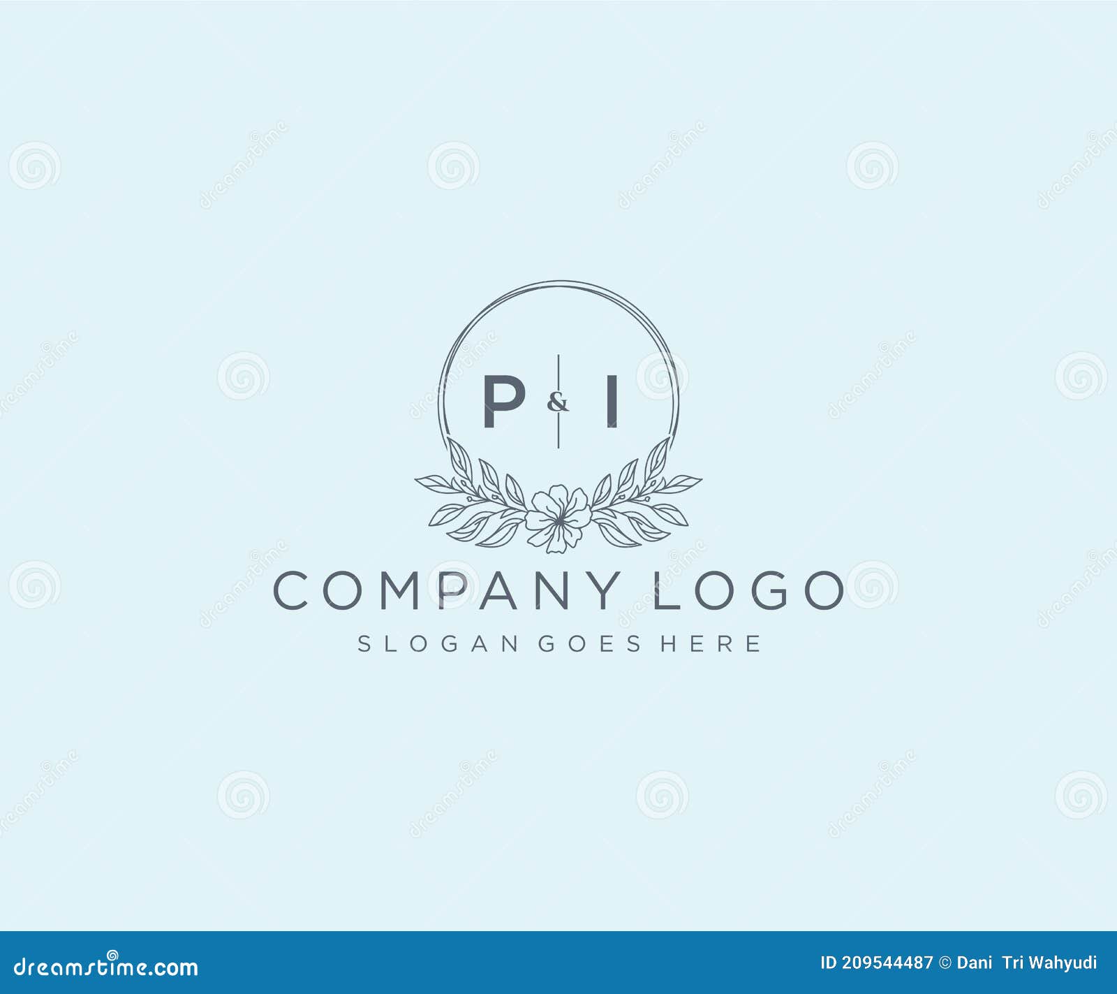 Initial PI Letters Floral Frames. Unique Decoration for Greeting Card ...