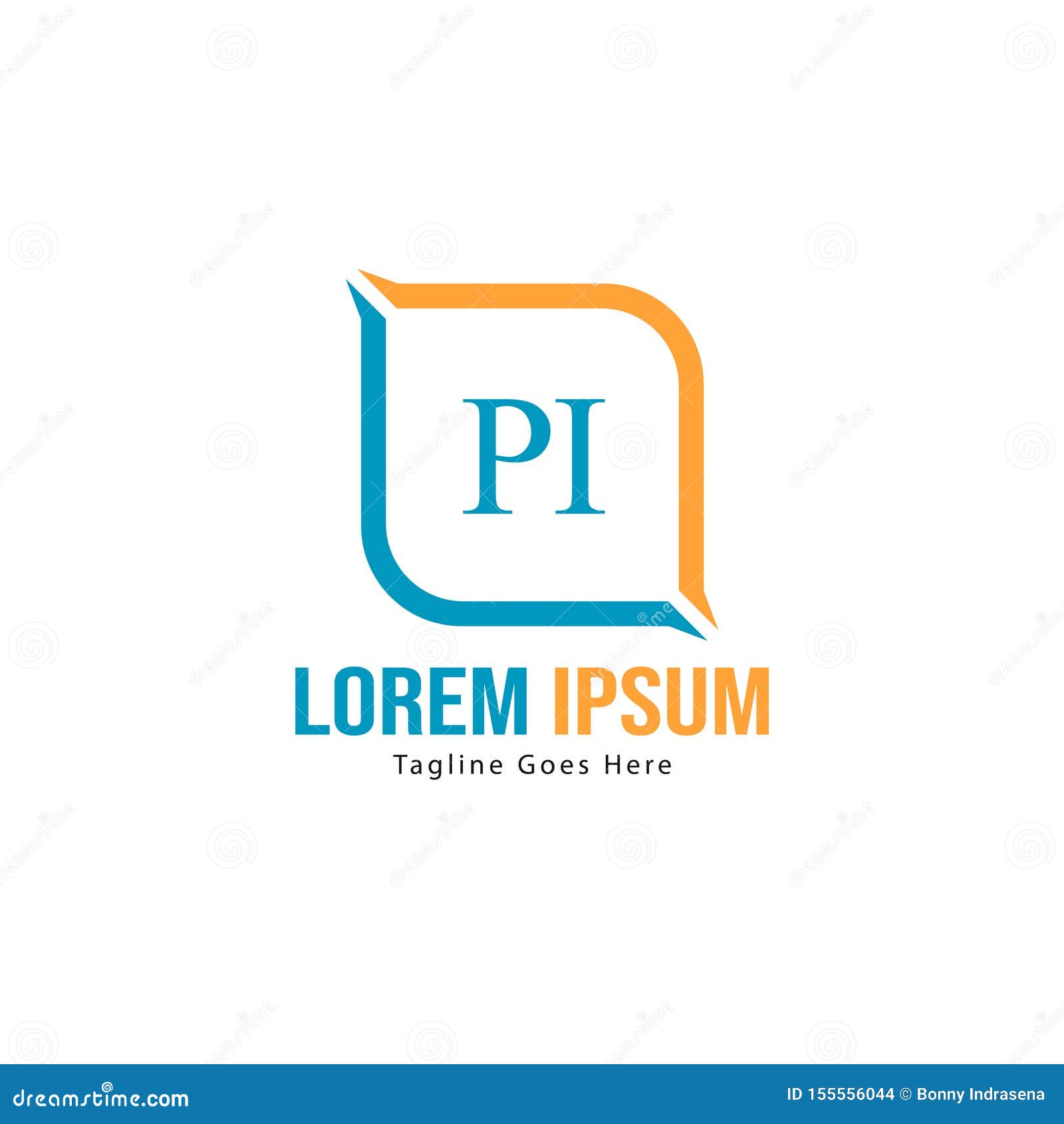 Initial PI Logo Template with Modern Frame. Minimalist PI Letter Logo ...