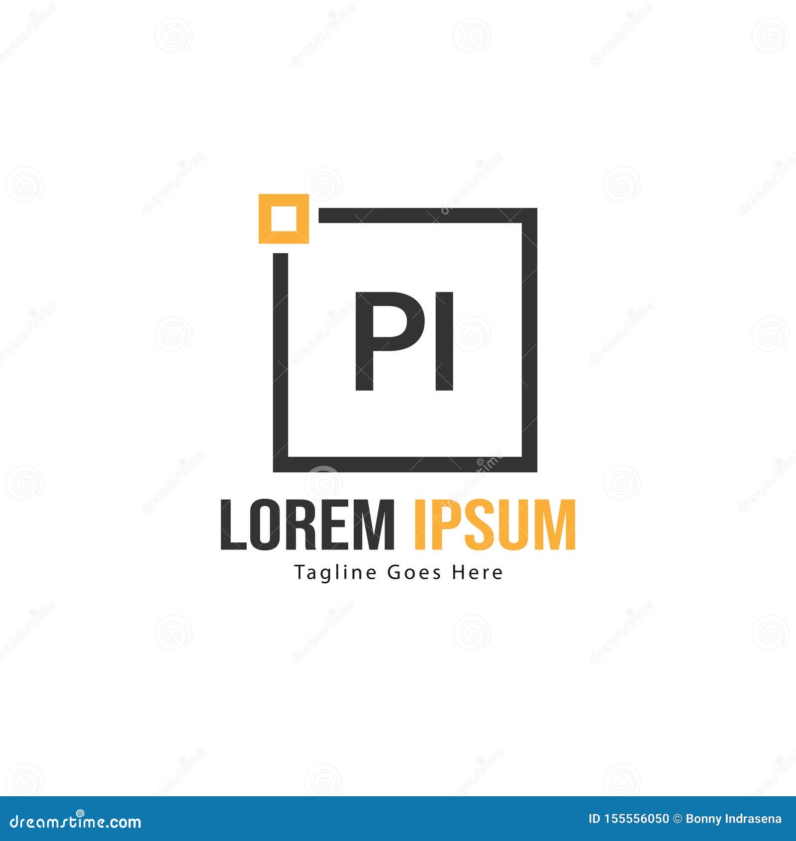 Initial PI Logo Template with Modern Frame. Minimalist PI Letter Logo ...
