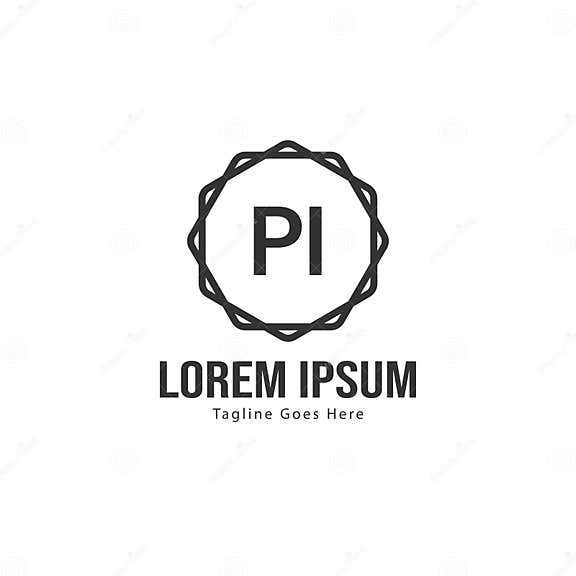 Initial PI Logo Template with Modern Frame. Minimalist PI Letter Logo ...