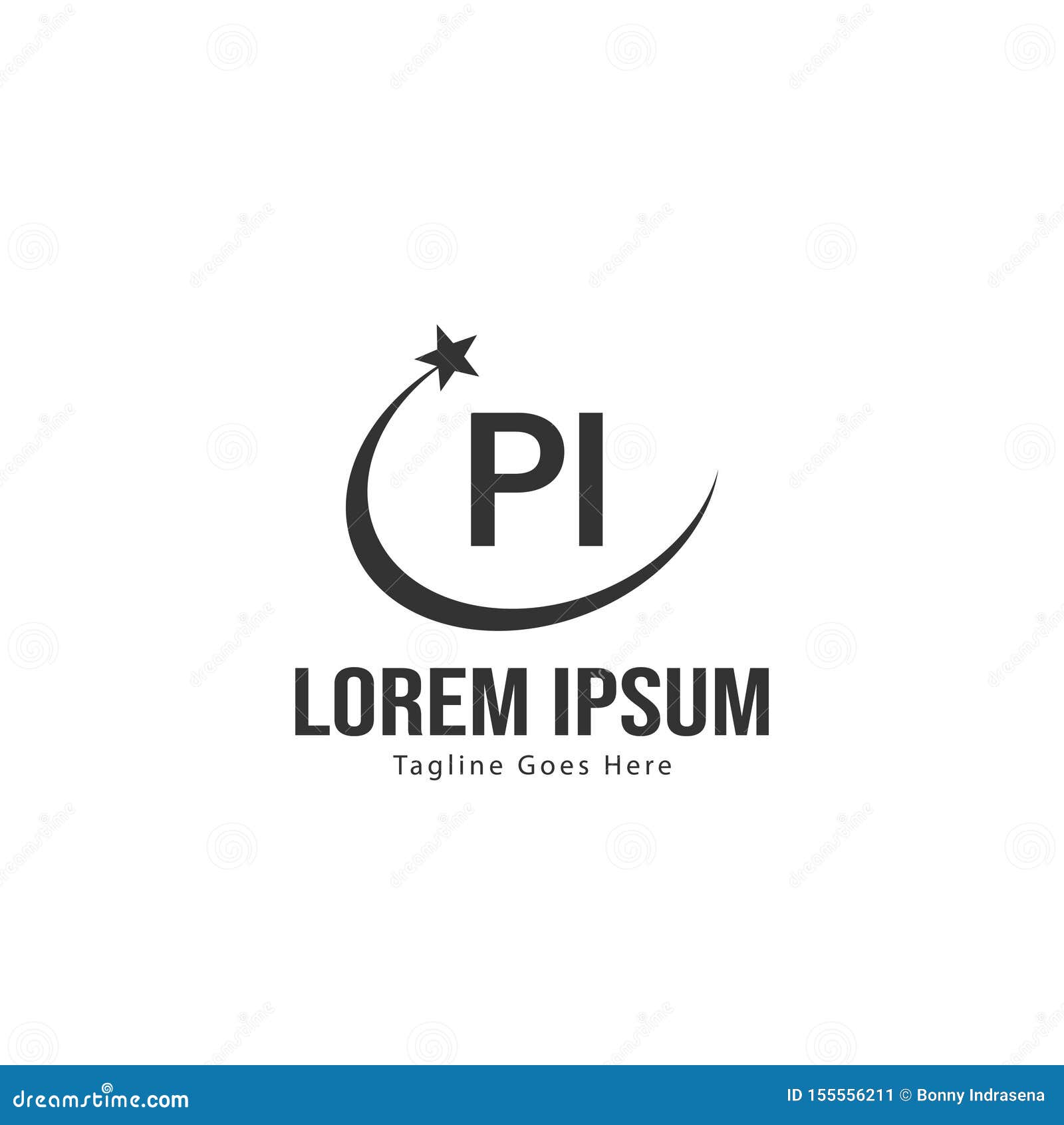 Initial PI Logo Template with Modern Frame. Minimalist PI Letter Logo ...