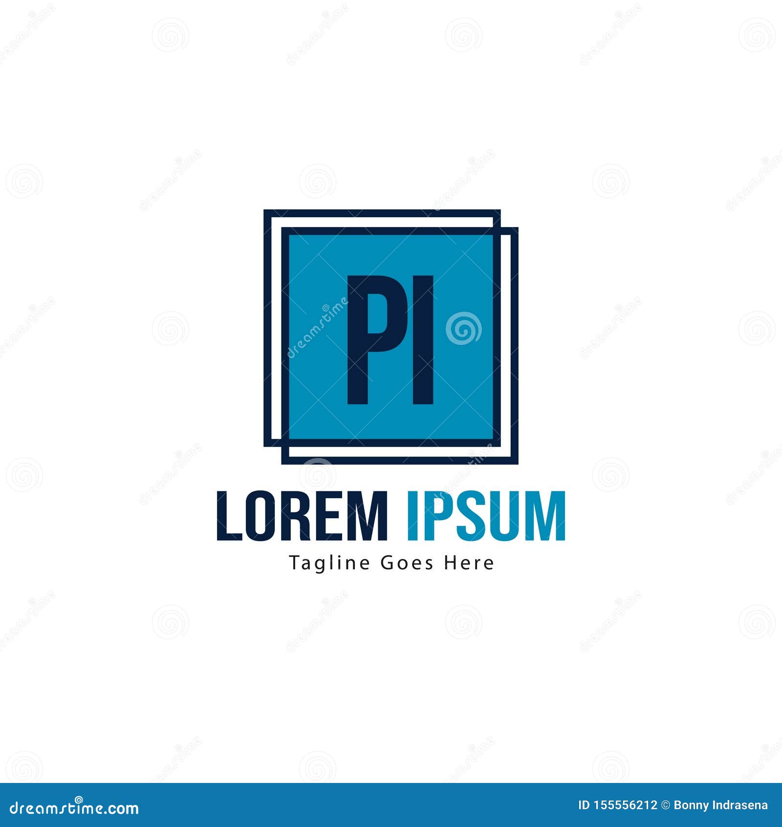 Initial PI Logo Template with Modern Frame. Minimalist PI Letter Logo ...