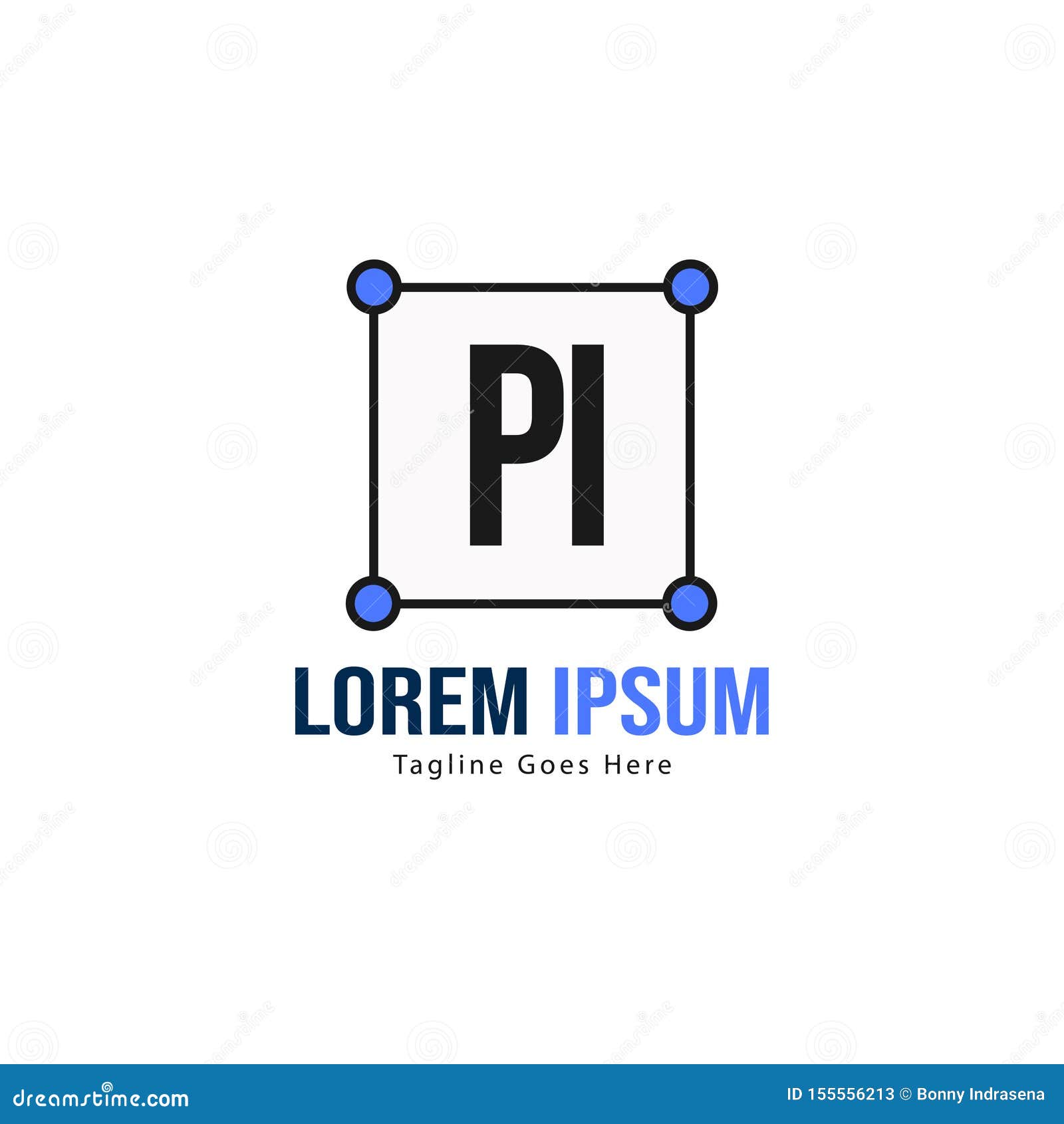 Initial PI Logo Template with Modern Frame. Minimalist PI Letter Logo ...