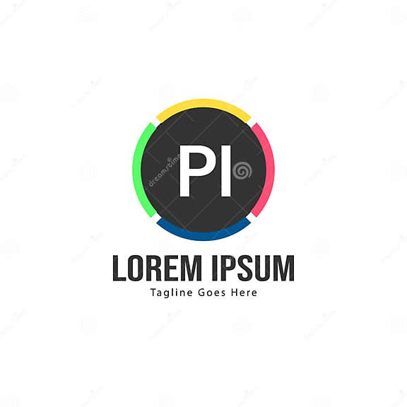Initial PI Logo Template with Modern Frame. Minimalist PI Letter Logo ...