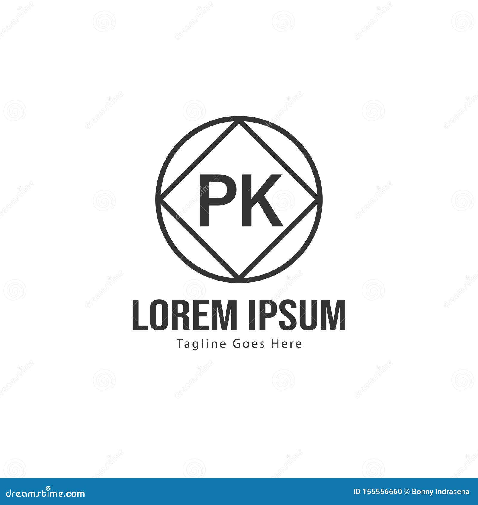 Initial PK Logo Template with Modern Frame. Minimalist PK Letter Logo ...