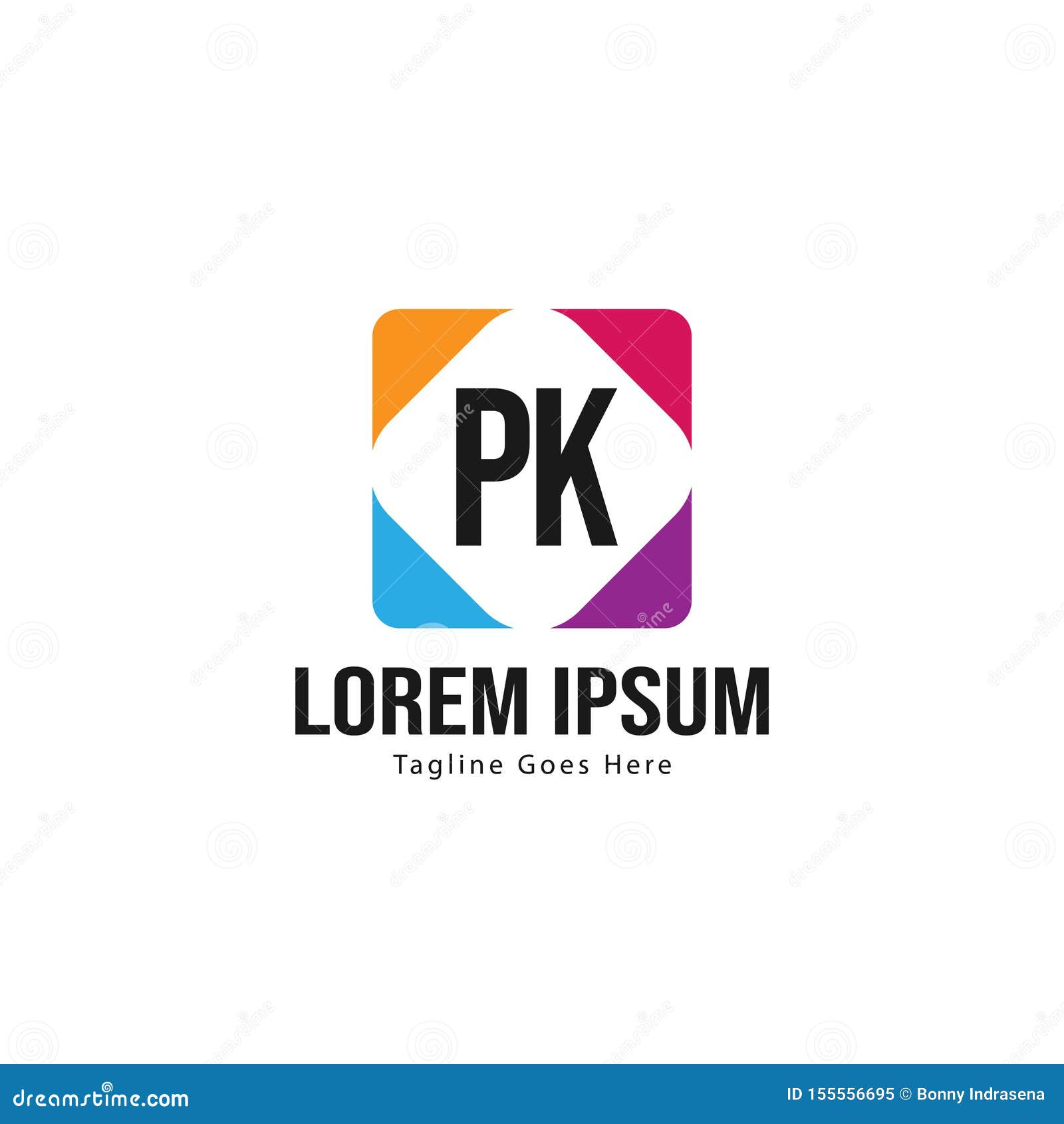 Initial PK Logo Template with Modern Frame. Minimalist PK Letter Logo ...