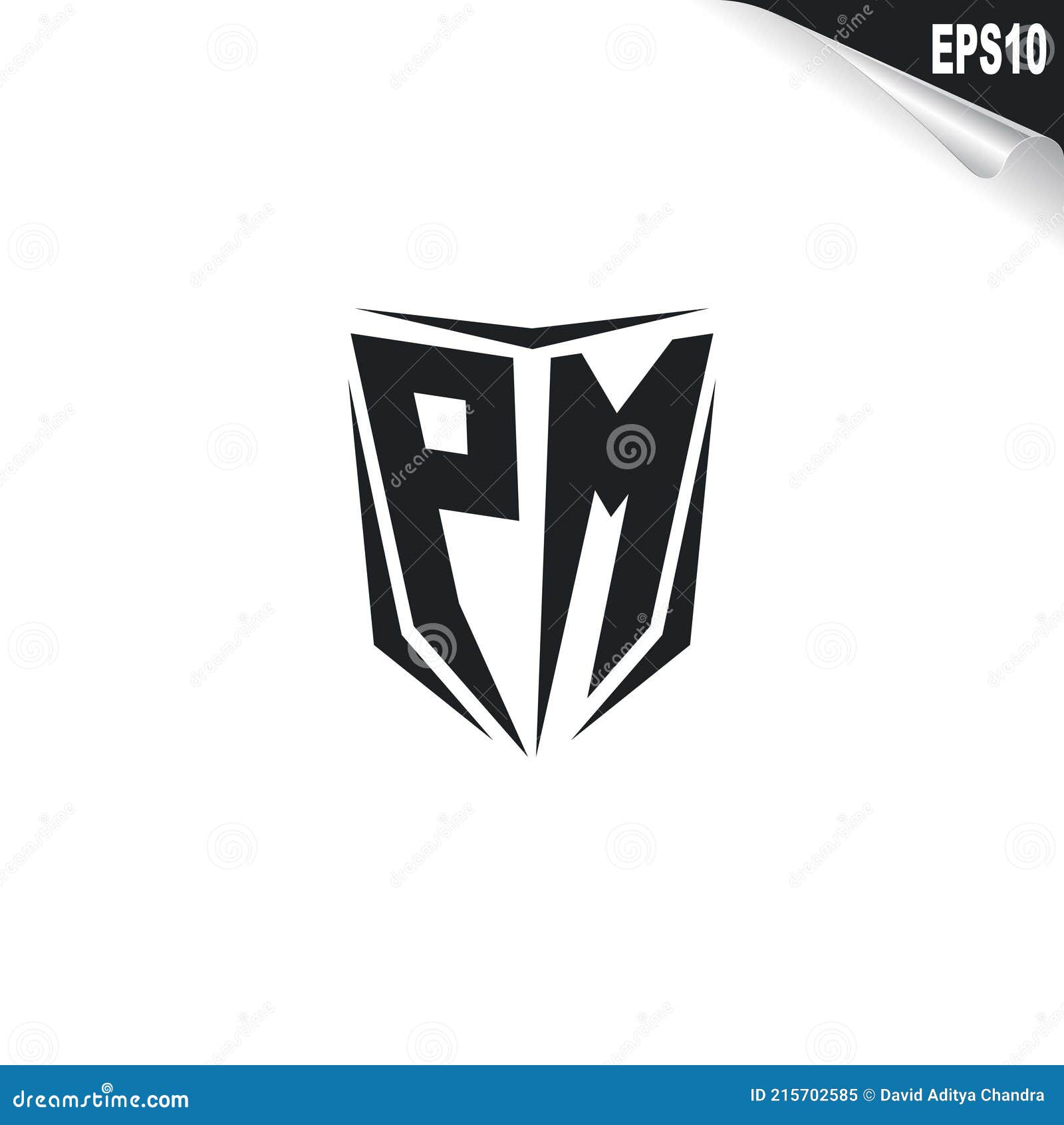 Initial PM Logo Design with Shield Style, Logo Business Branding Stock ...