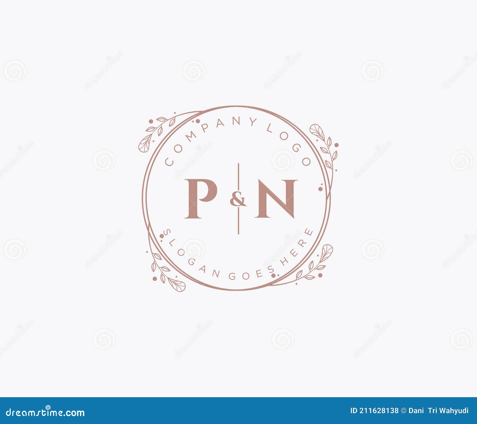 Initial PN Letters Decorative Luxury Wedding Logo Stock Vector ...