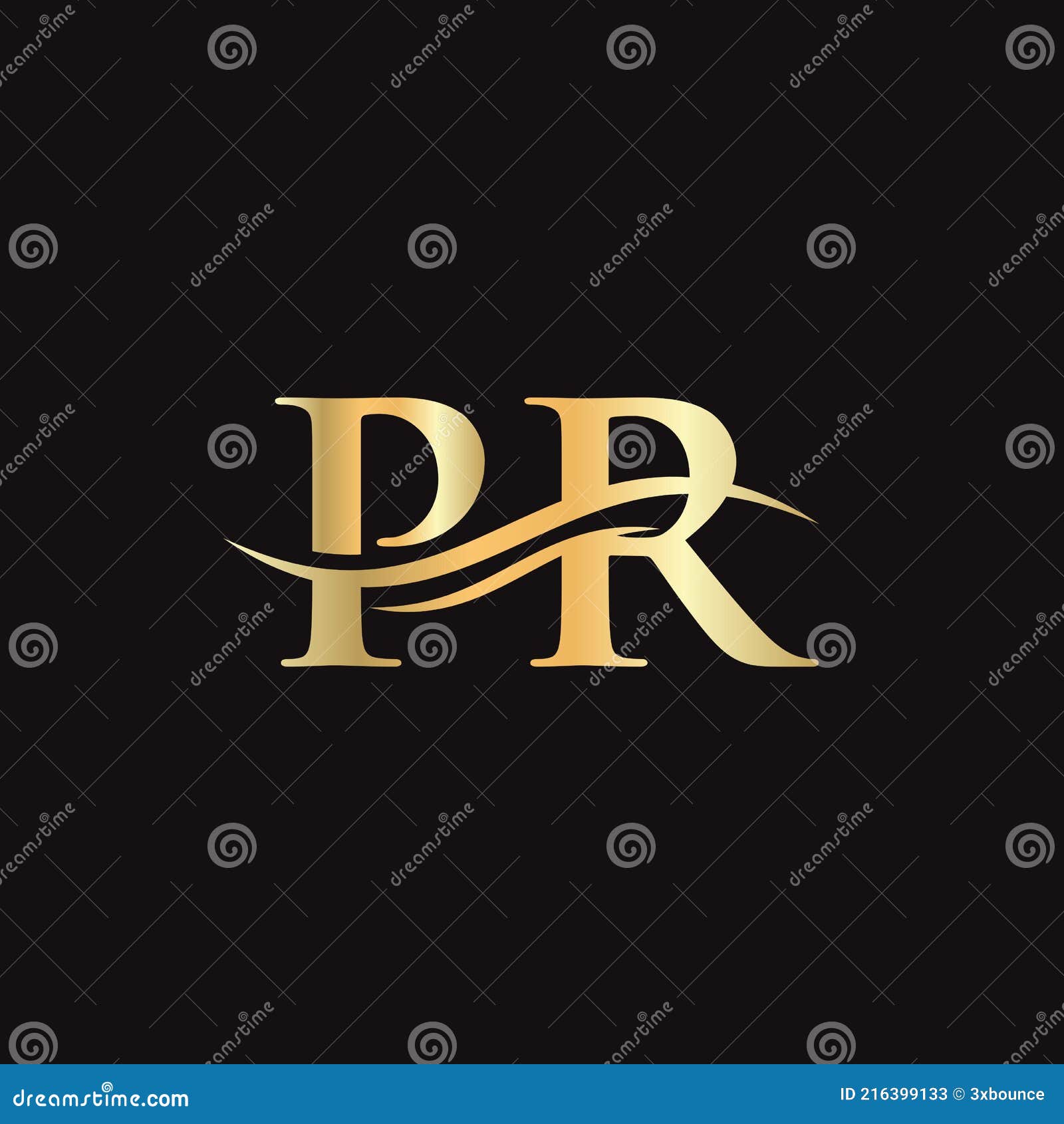 Initial PR Letter Linked Logo Vector Template. Swoosh Letter PR Logo ...