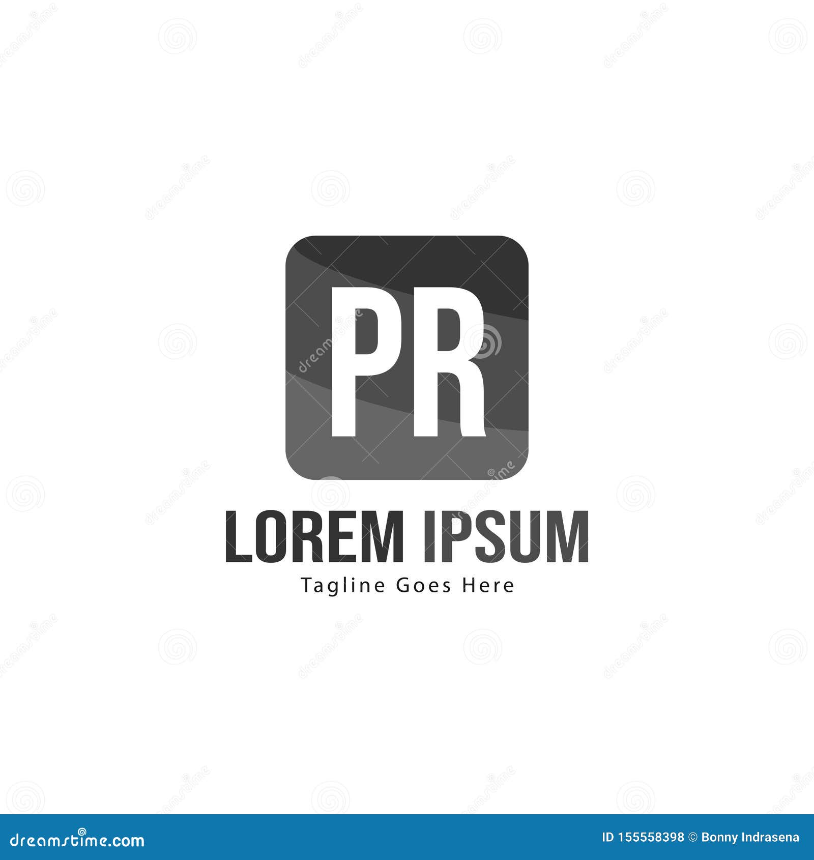 Initial PR Logo Template with Modern Frame. Minimalist PR Letter Logo ...