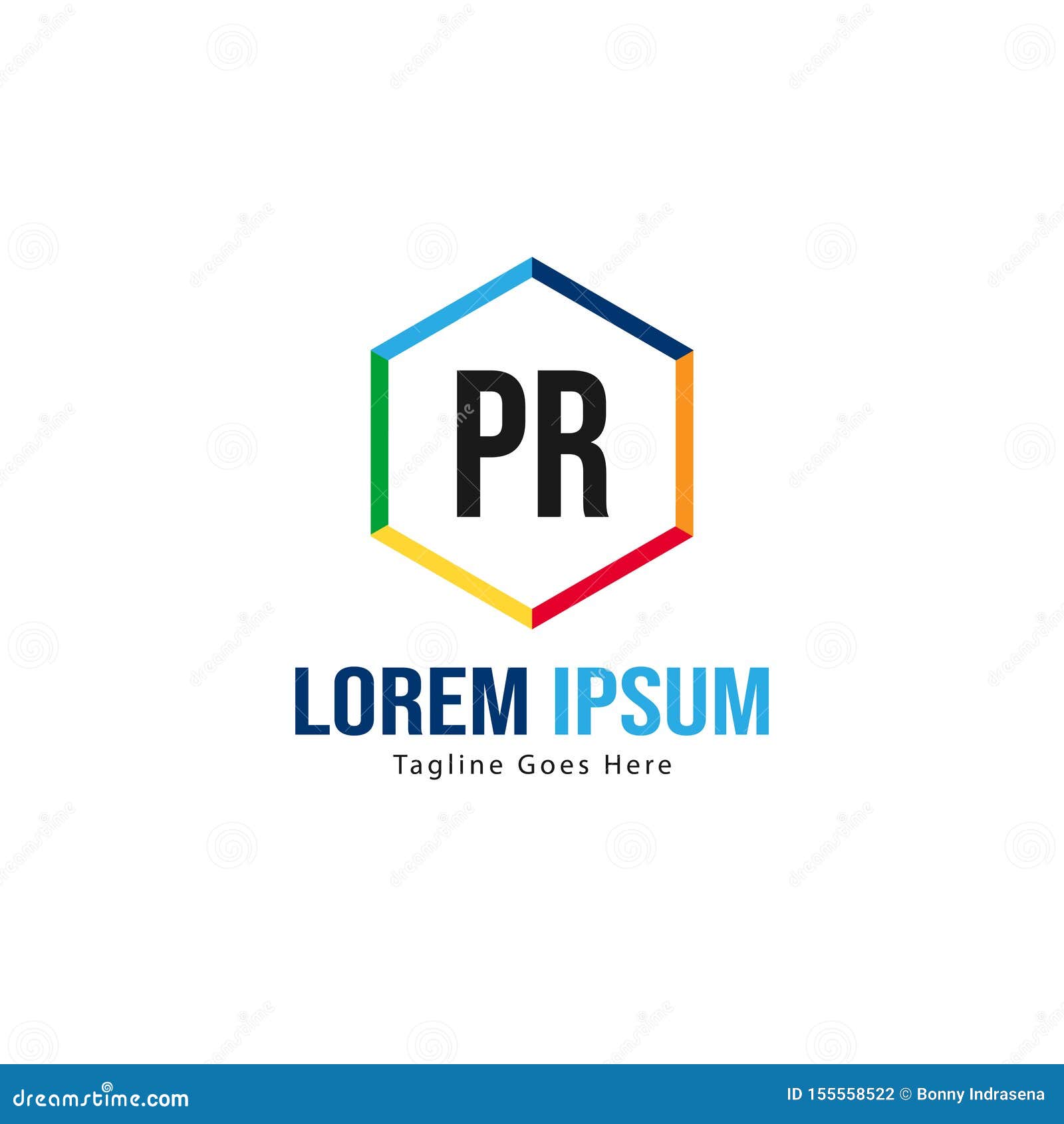 Initial PR Logo Template with Modern Frame. Minimalist PR Letter Logo ...