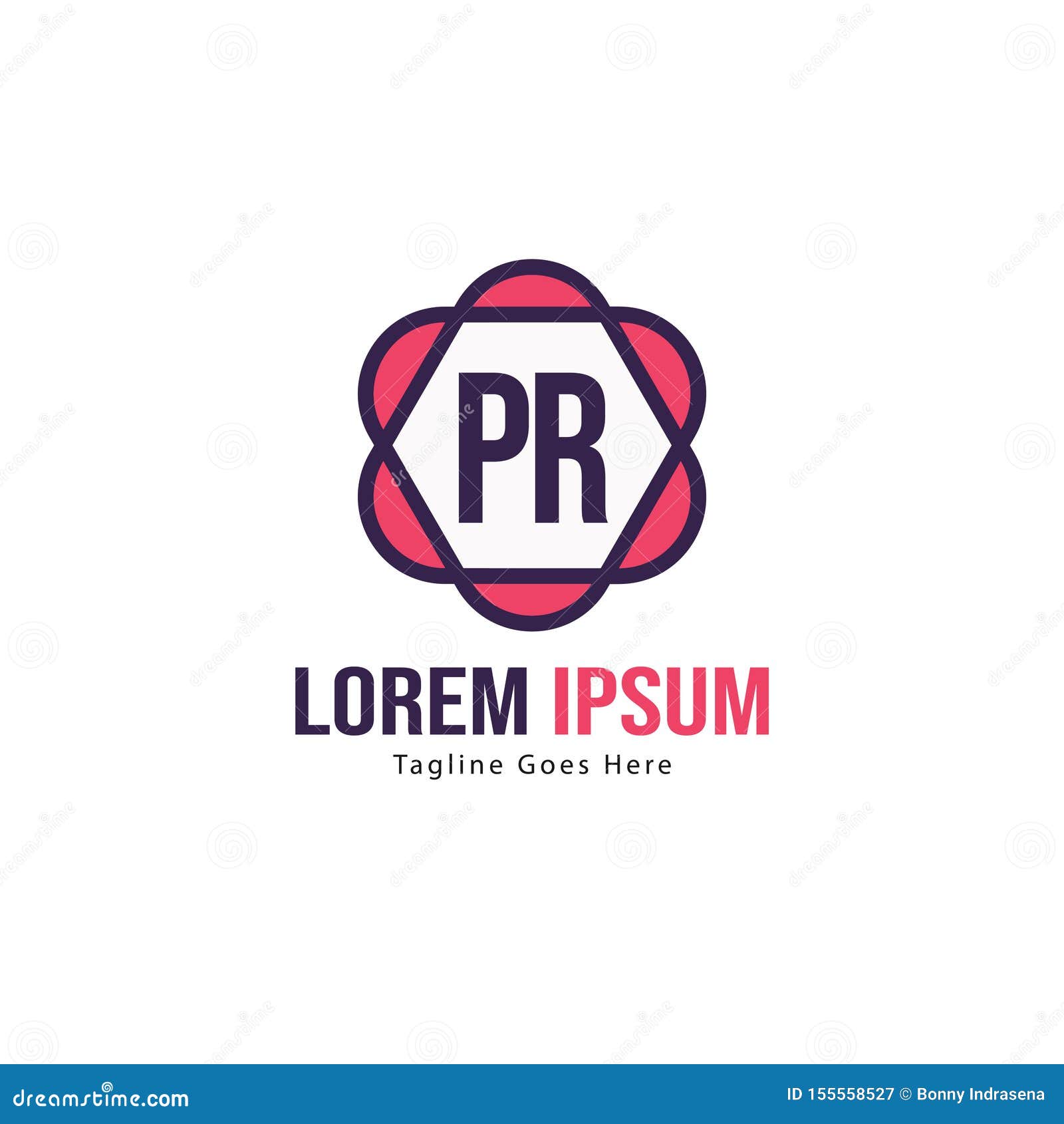 Initial PR Logo Template with Modern Frame. Minimalist PR Letter Logo ...