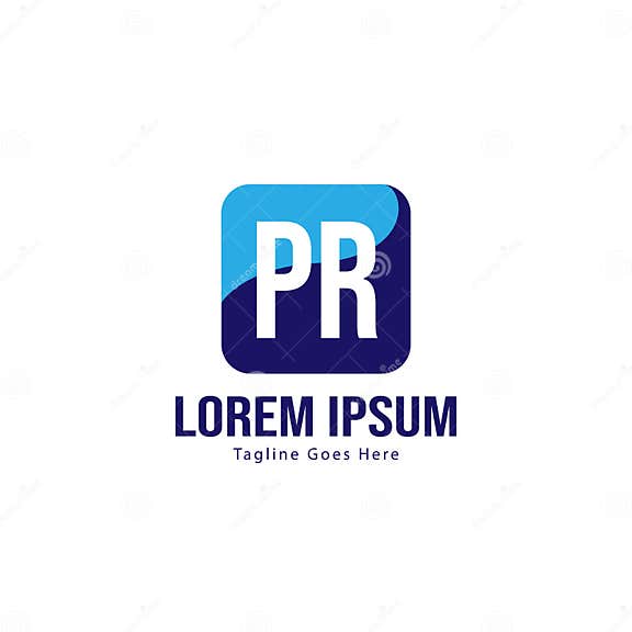 Initial PR Logo Template with Modern Frame. Minimalist PR Letter Logo ...
