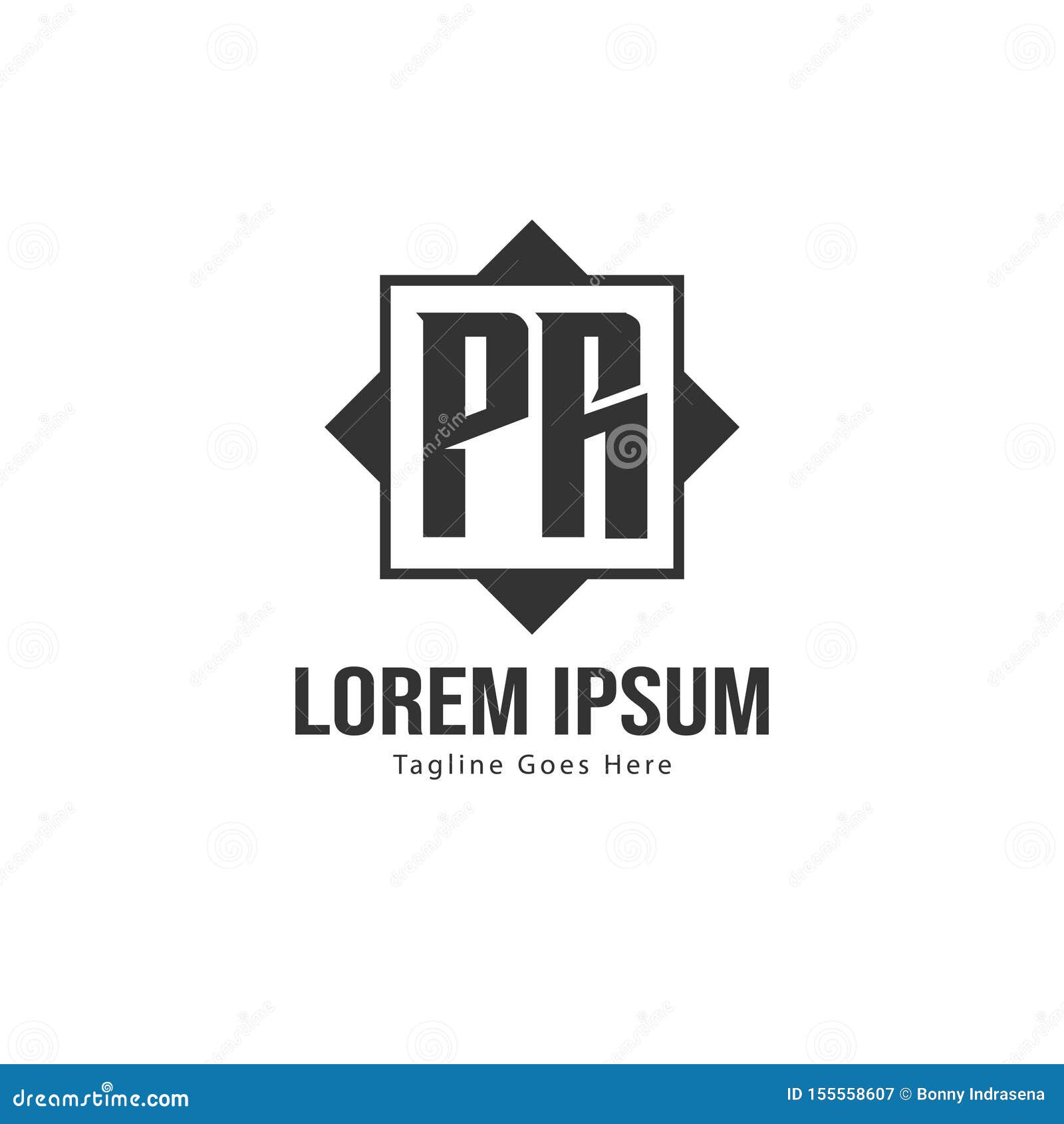 Initial PR Logo Template with Modern Frame. Minimalist PR Letter Logo ...