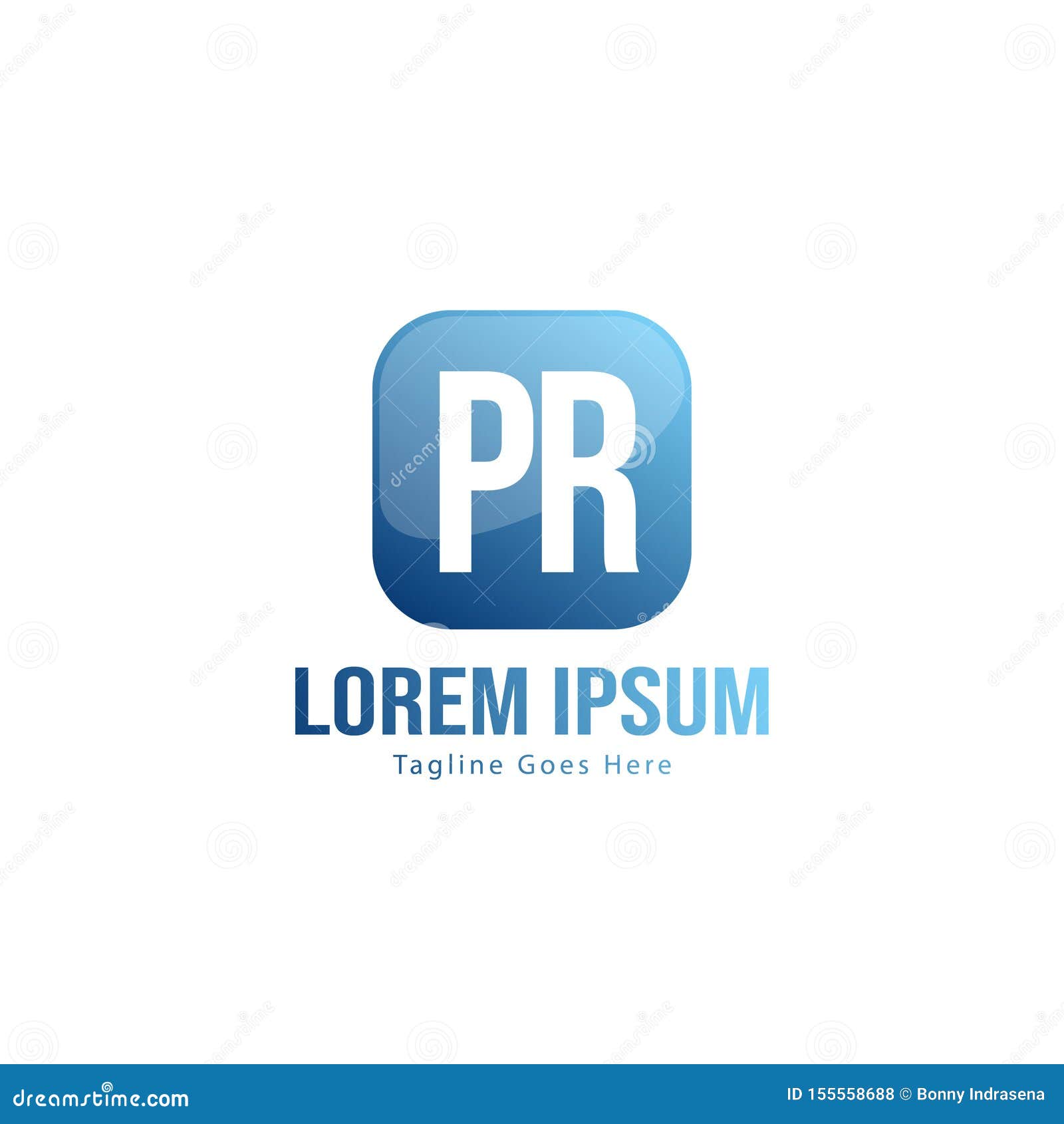 Initial PR Logo Template with Modern Frame. Minimalist PR Letter Logo ...