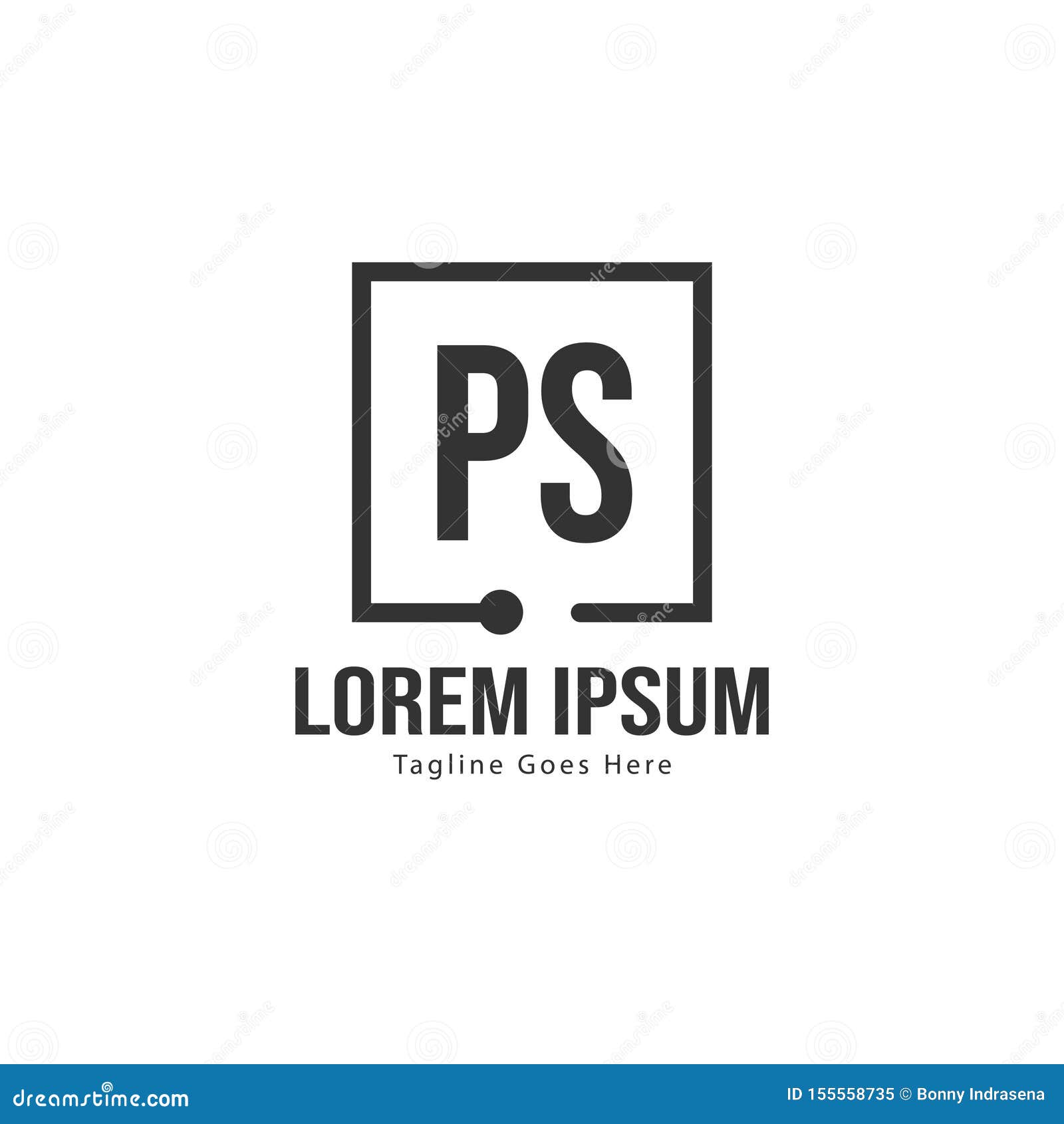 Initial PS Logo Template with Modern Frame. Minimalist PS Letter Logo ...