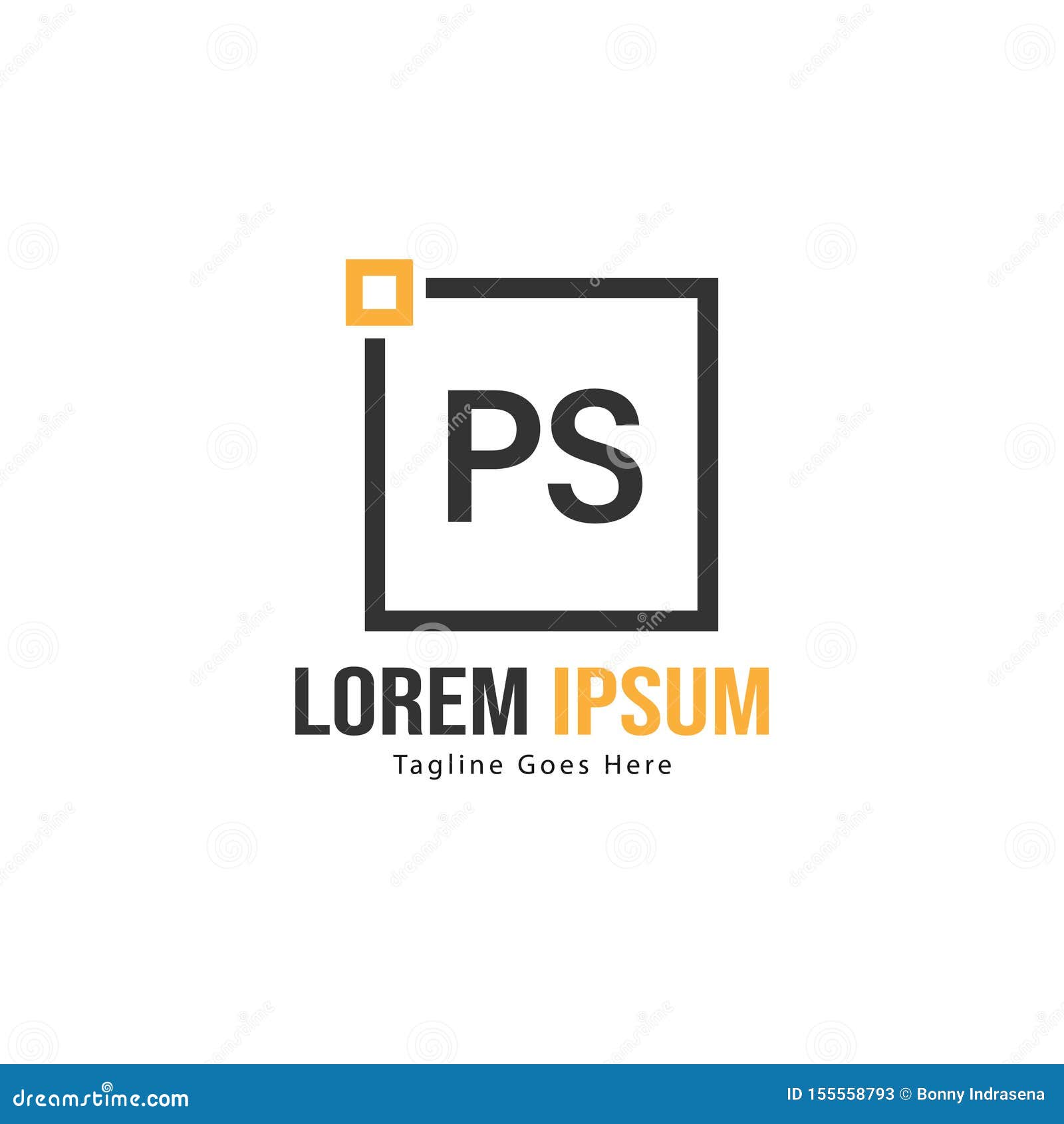 Initial PS Logo Template with Modern Frame. Minimalist PS Letter Logo ...