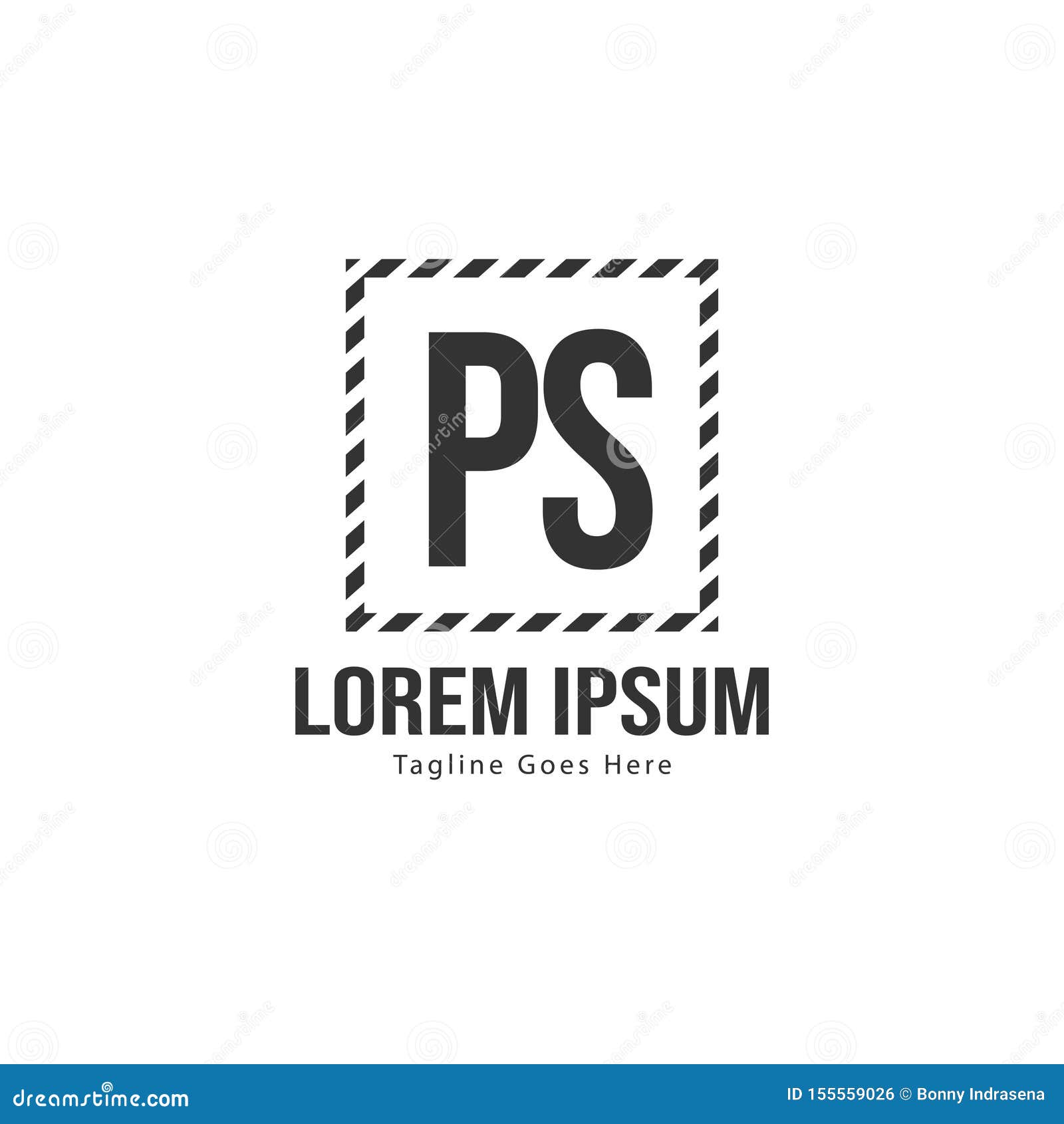 Initial PS Logo Template with Modern Frame. Minimalist PS Letter Logo ...