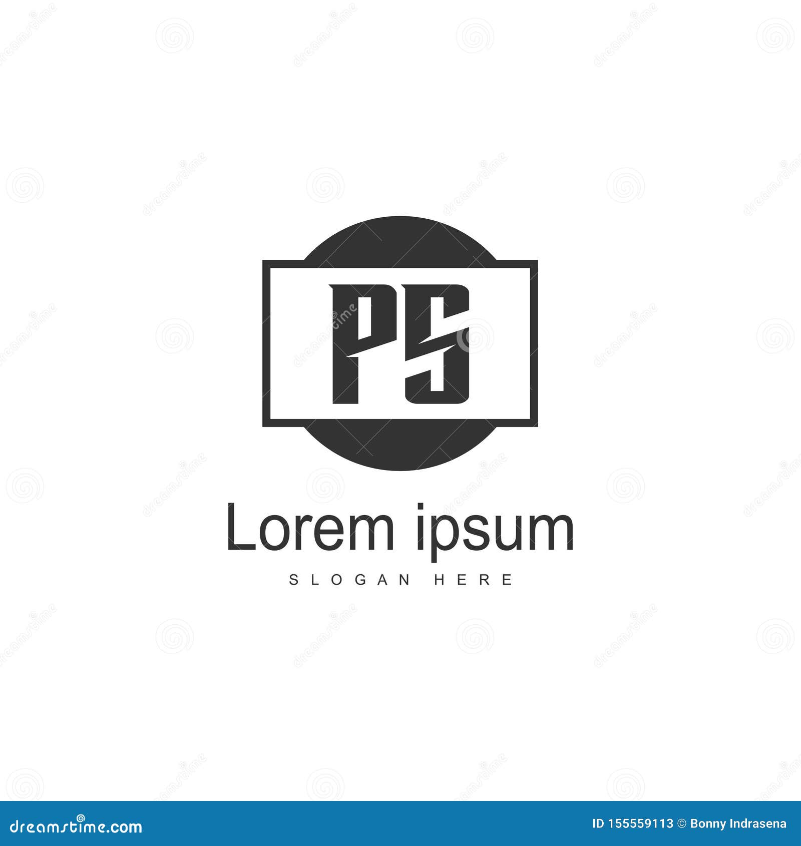 Initial PS Logo Template with Modern Frame. Minimalist PS Letter Logo ...