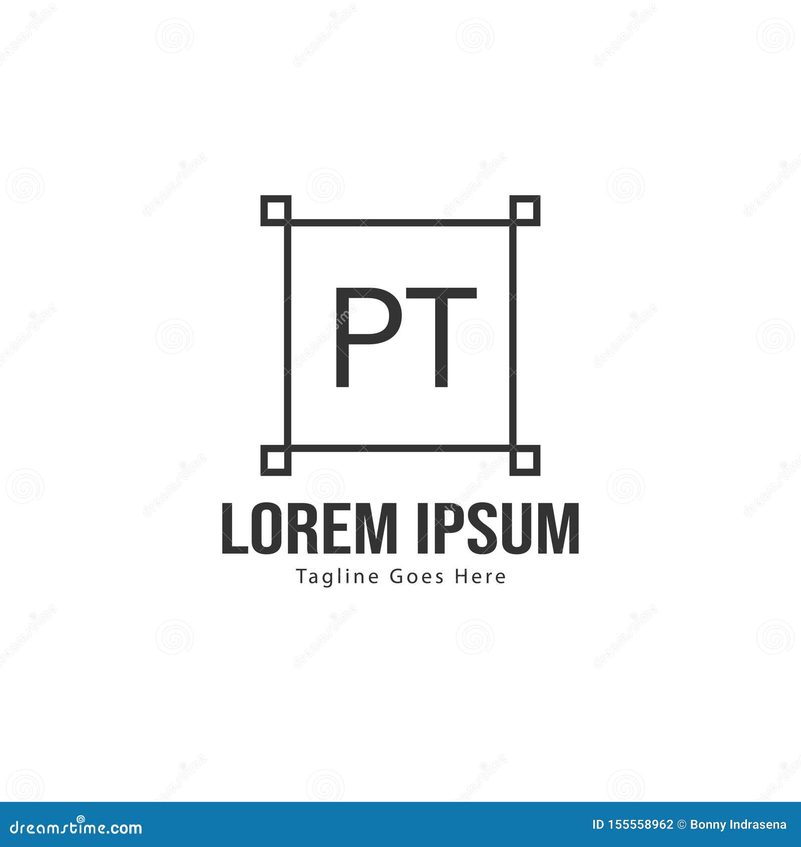Initial PT Logo Template with Modern Frame. Minimalist PT Letter Logo ...