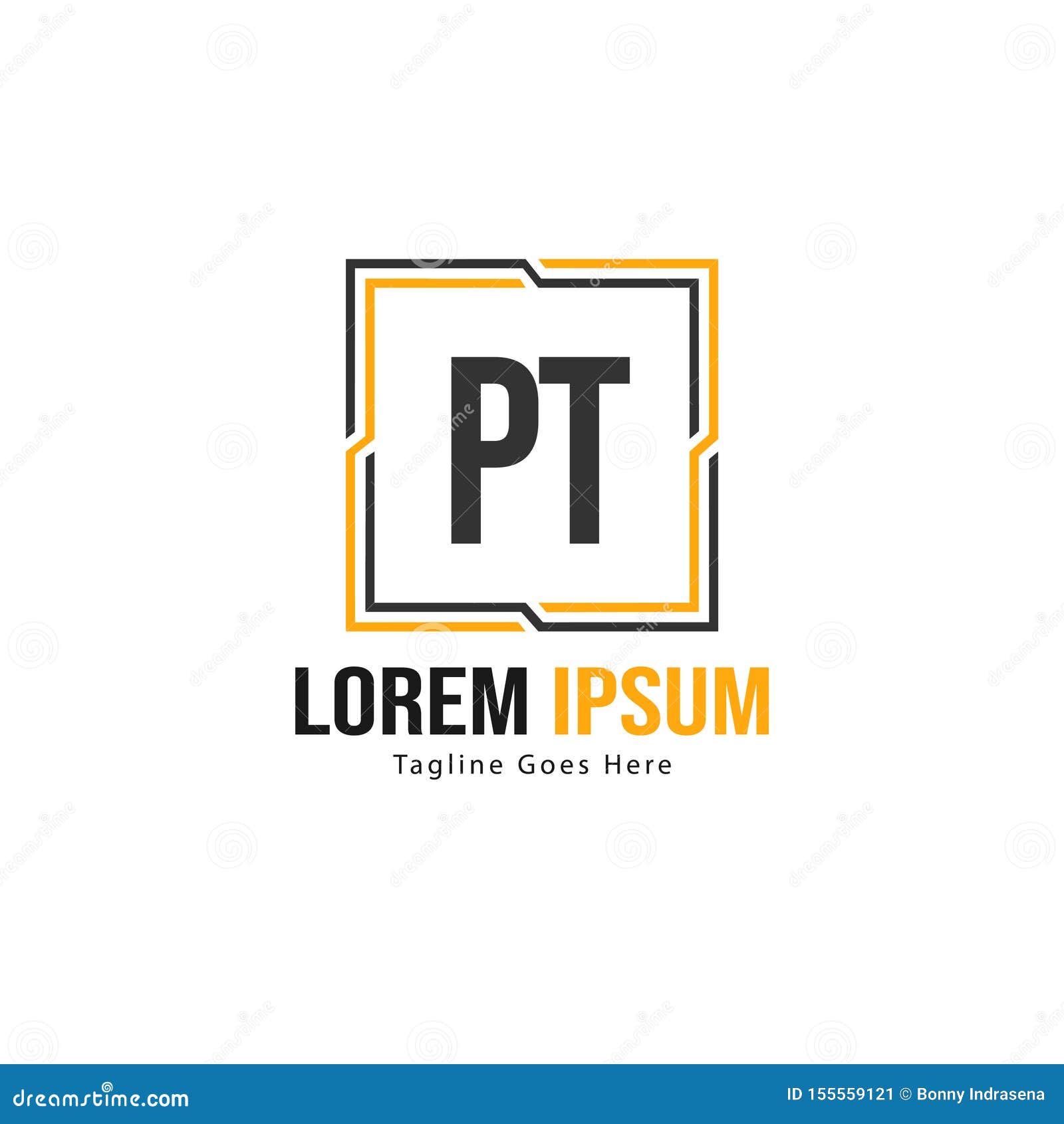 Initial PT Logo Template with Modern Frame. Minimalist PT Letter Logo ...