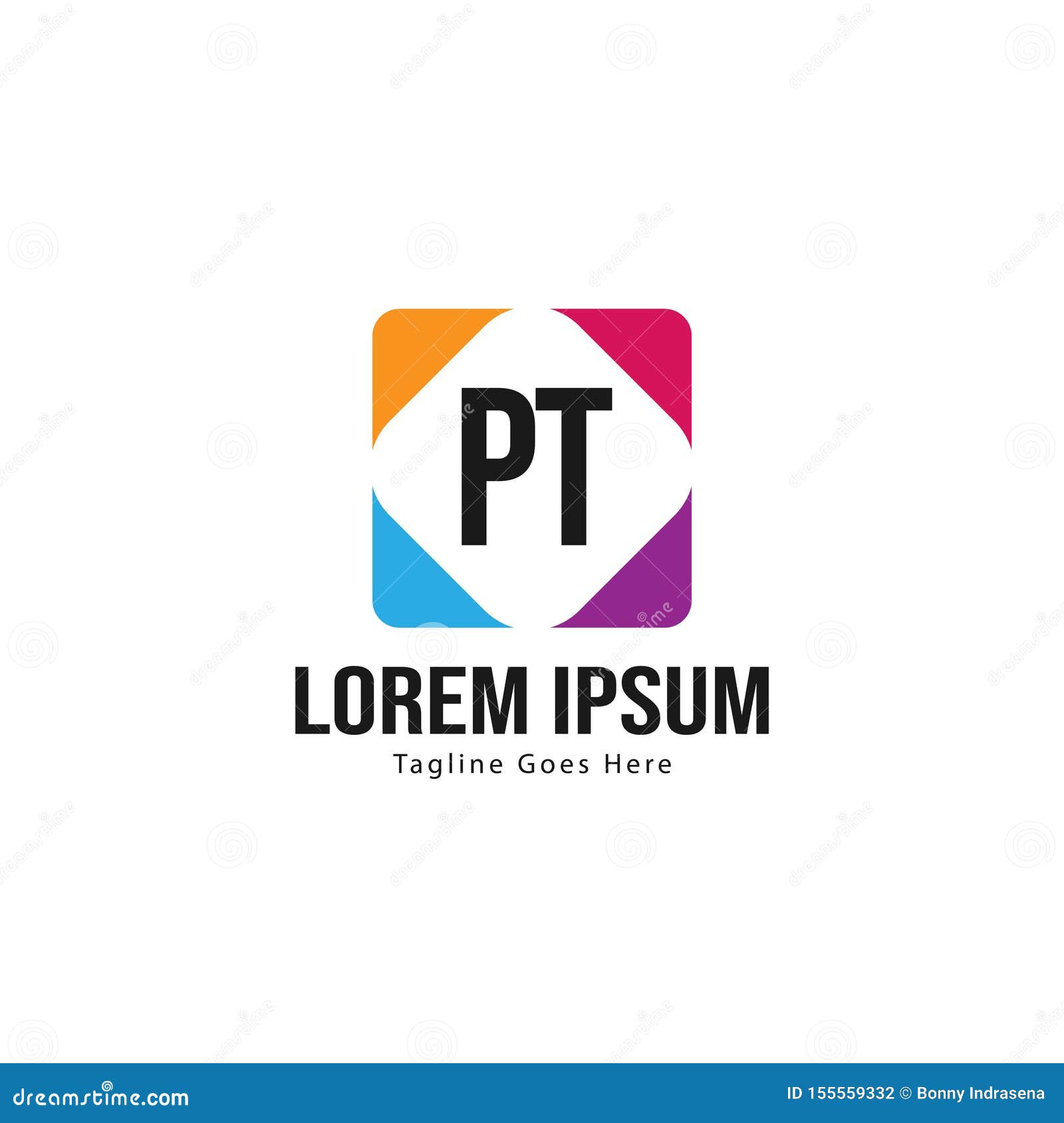 Initial PT Logo Template with Modern Frame. Minimalist PT Letter Logo ...