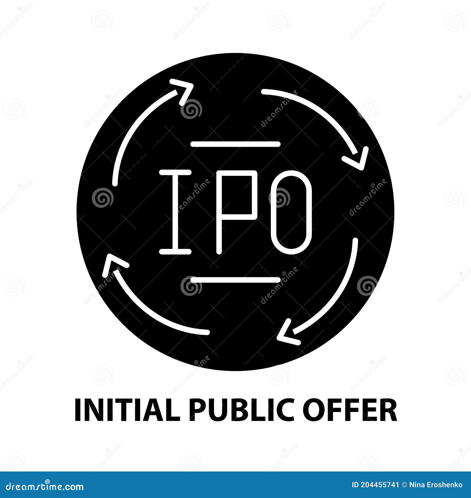 Initial Public Offer Icon, Black Vector Sign with Editable Strokes ...