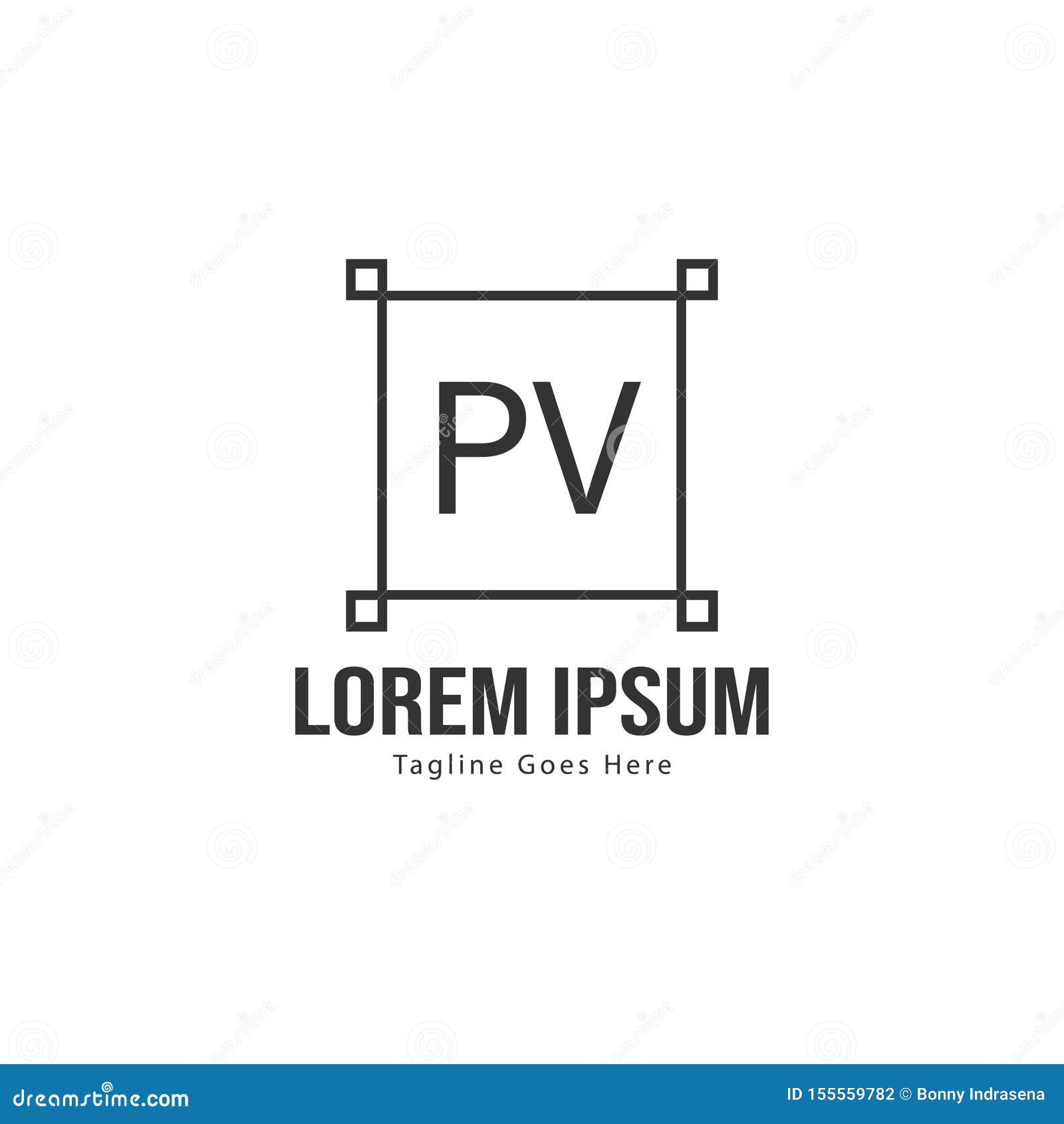 Initial PV Logo Template with Modern Frame. Minimalist PV Letter Logo ...