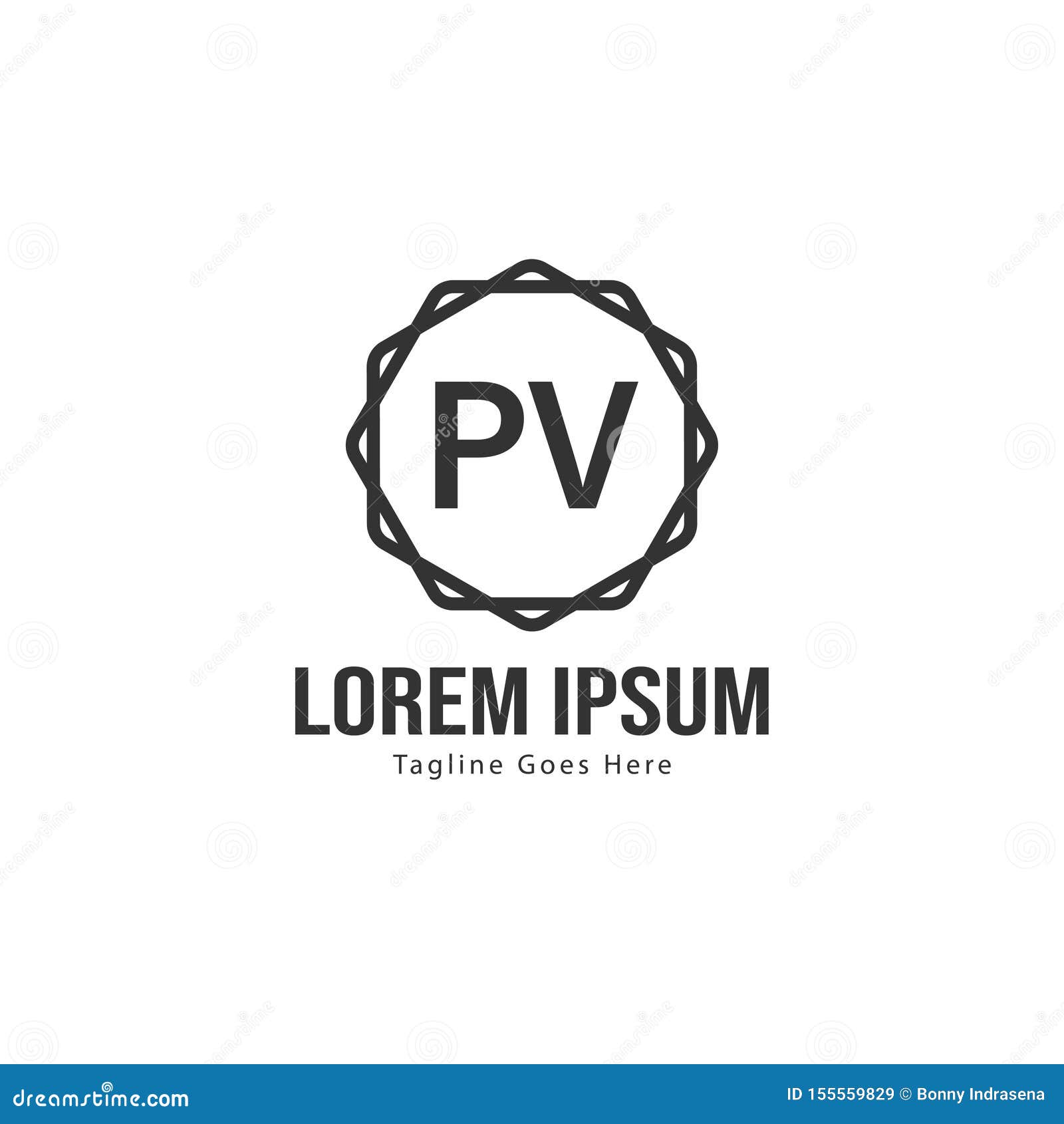 Initial PV Logo Template with Modern Frame. Minimalist PV Letter Logo ...