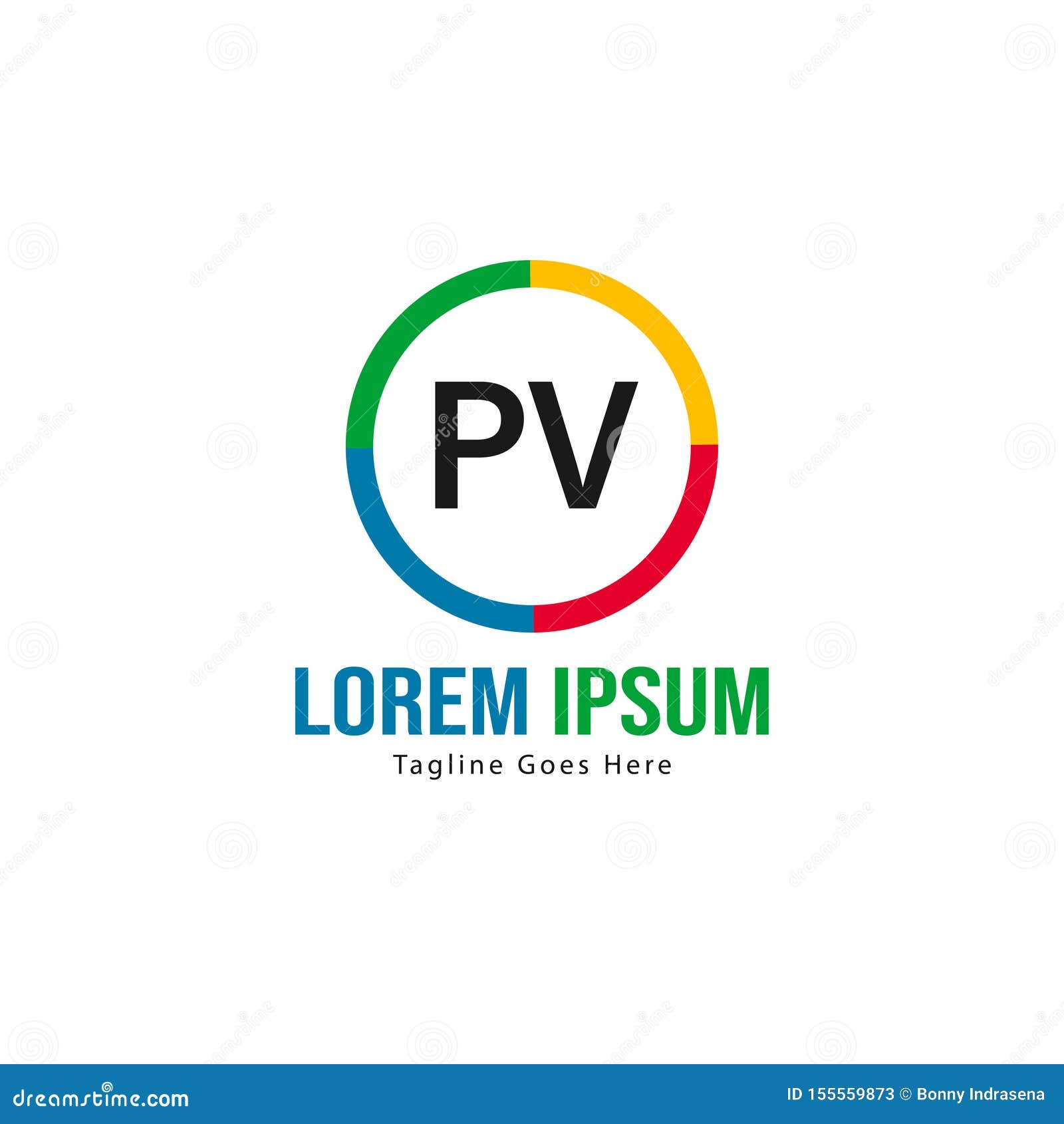 Initial PV Logo Template with Modern Frame. Minimalist PV Letter Logo ...