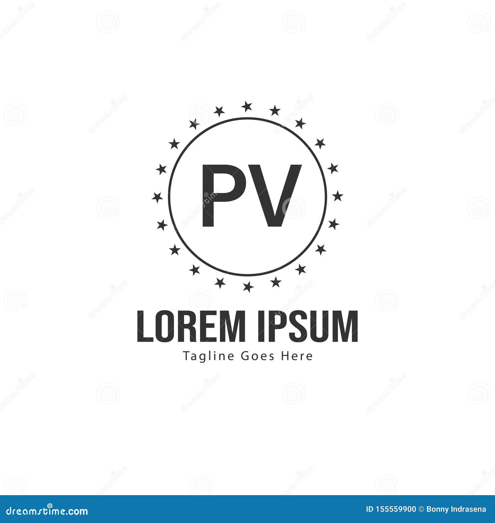 Initial PV Logo Template with Modern Frame. Minimalist PV Letter Logo ...