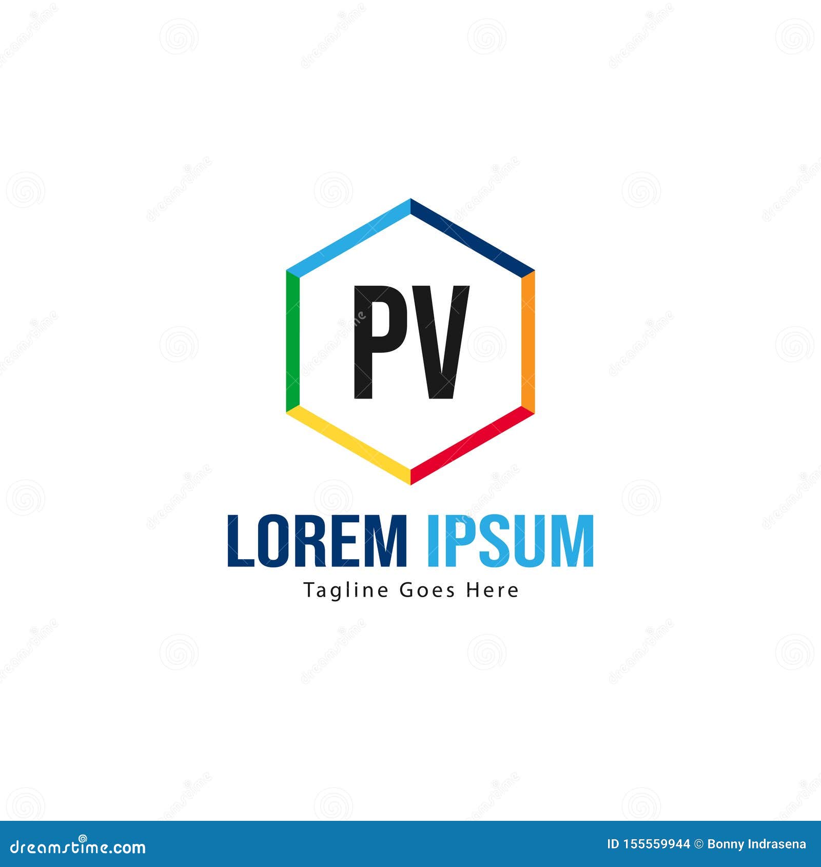 Initial PV Logo Template with Modern Frame. Minimalist PV Letter Logo ...