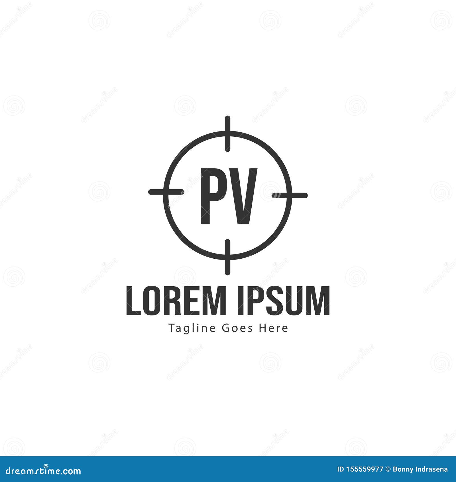 Initial PV Logo Template with Modern Frame. Minimalist PV Letter Logo ...