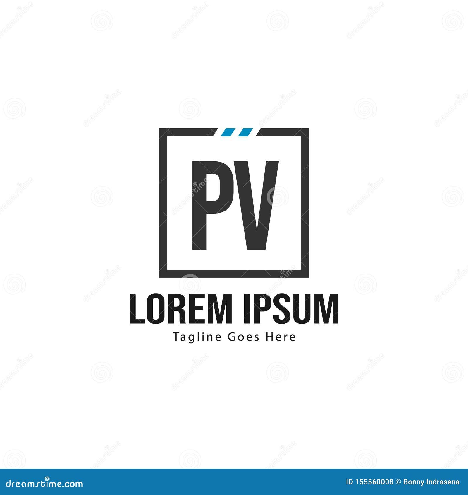 Initial PV Logo Template with Modern Frame. Minimalist PV Letter Logo ...