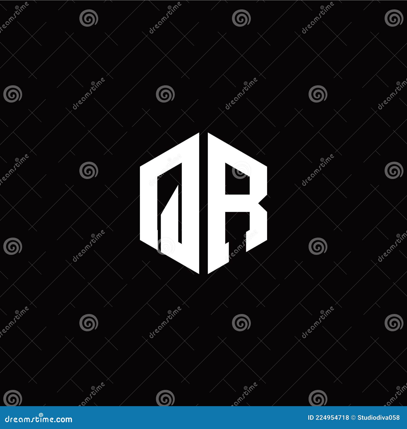 Initial Q R Letter with Polygon Modern Style Logo Template Vector Stock ...