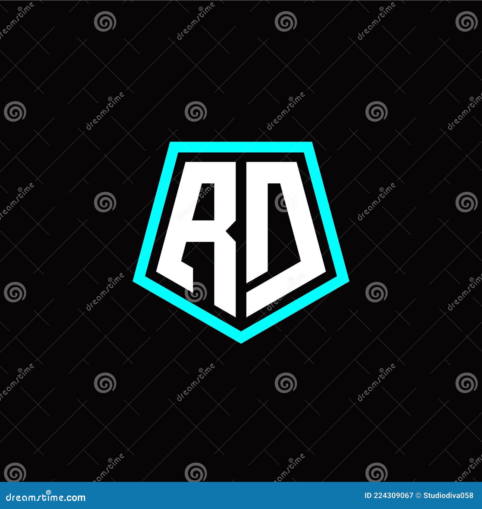 Initial R D Letter with Polygon Modern Style Logo Template Vector Stock ...