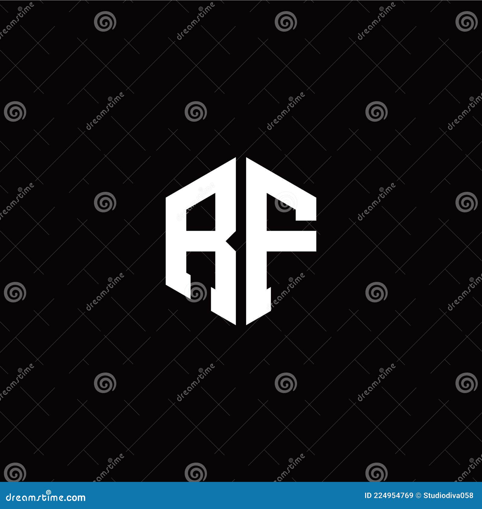 Initial R F Letter with Polygon Modern Style Logo Template Vector Stock ...