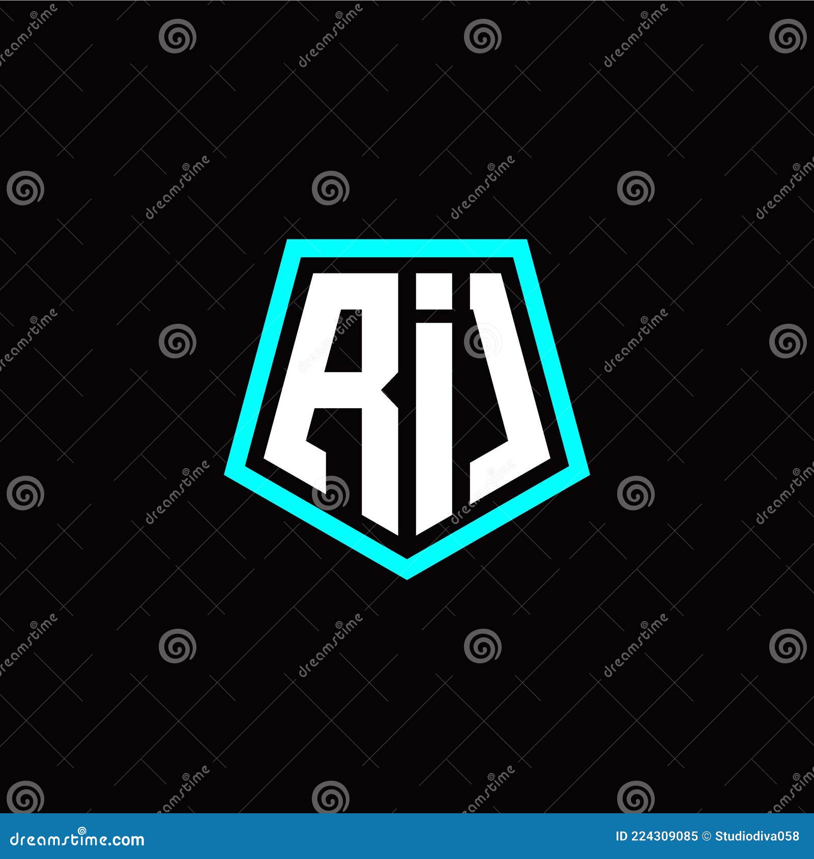 Initial R I Letter with Polygon Modern Style Logo Template Vector Stock ...
