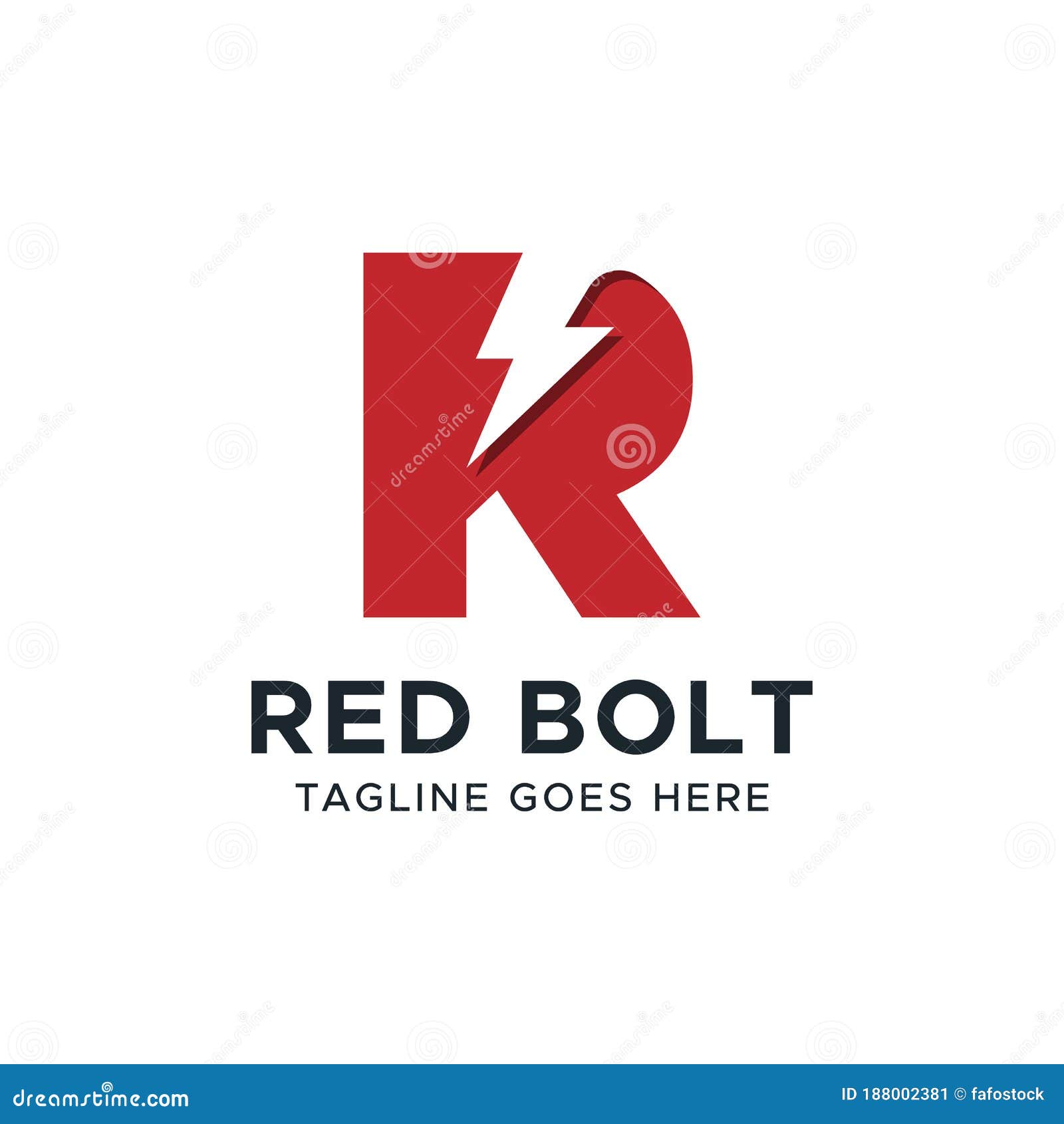 Initial R Letter with Lightning Bolt Logo Design Template Stock Vector ...