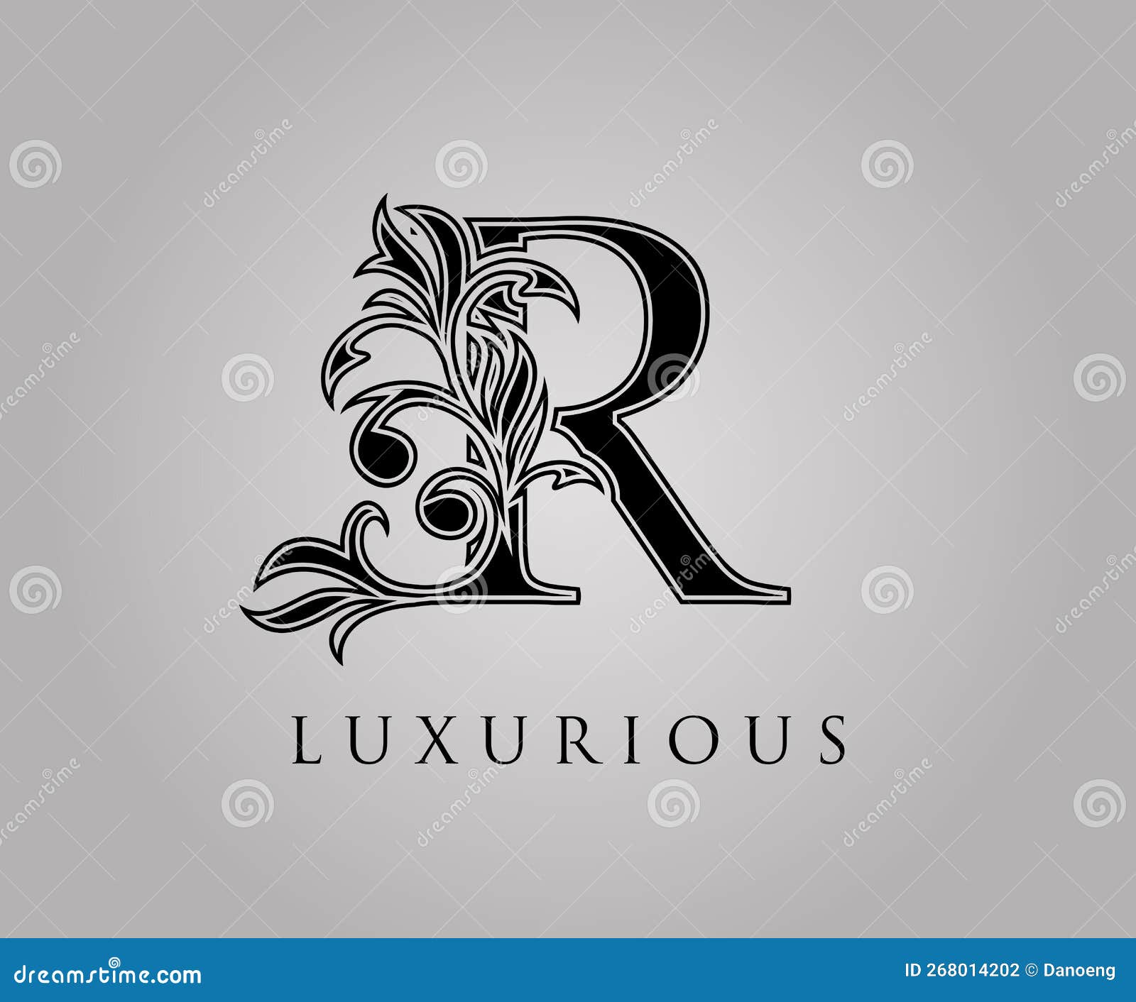 Initial R Luxury Logo Icon. Classic Floral R Letter Logo Design Vector ...