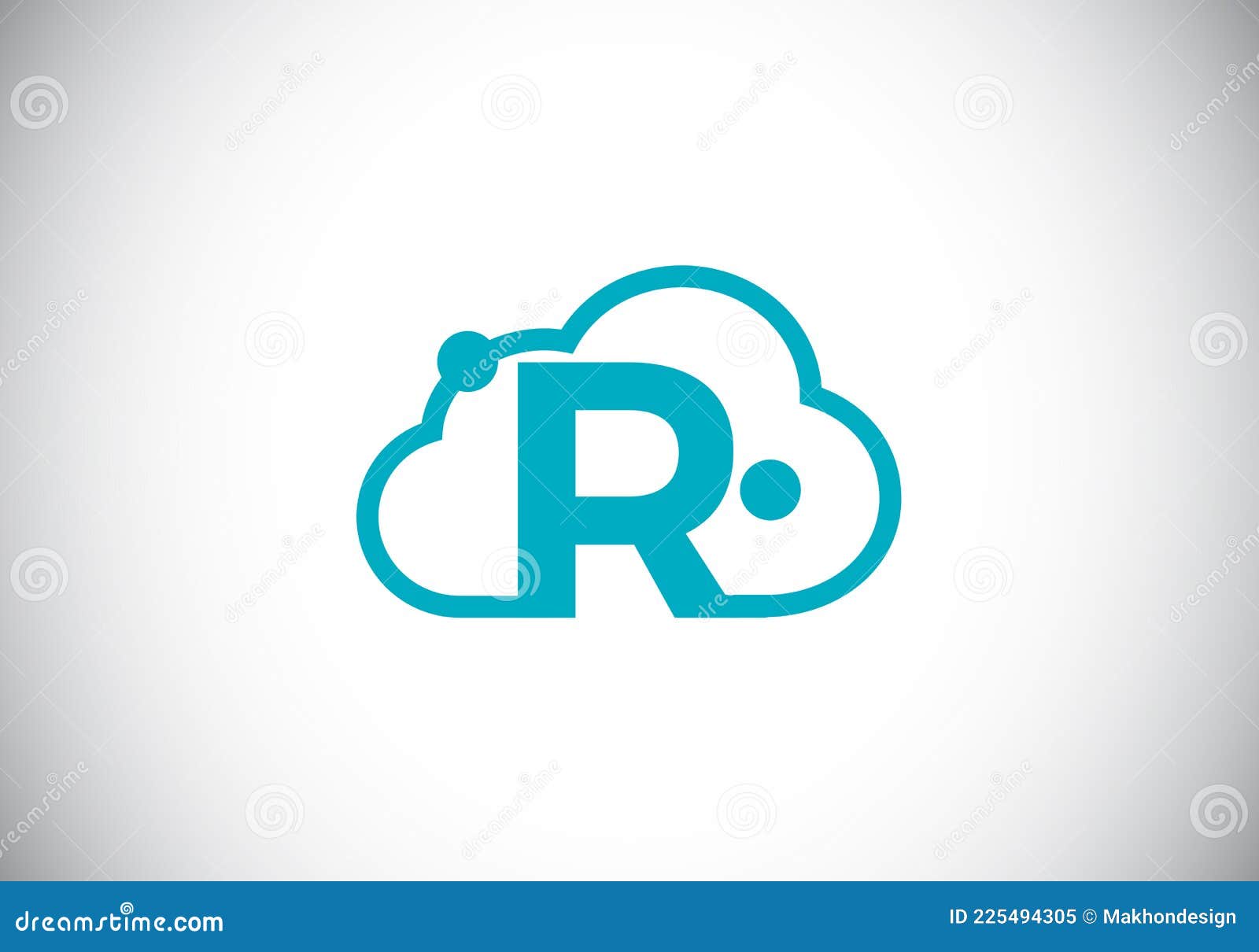 Initial R Monogram Letter Alphabet with the Cloud. Cloud Computing ...
