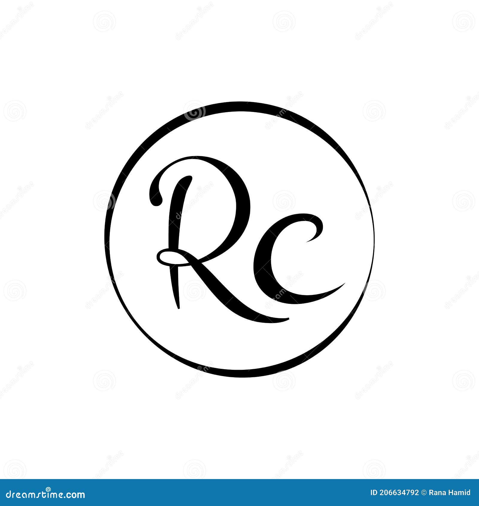 Initial Rc Letter Logo Design Vector Template. Abstract Script Letter ...