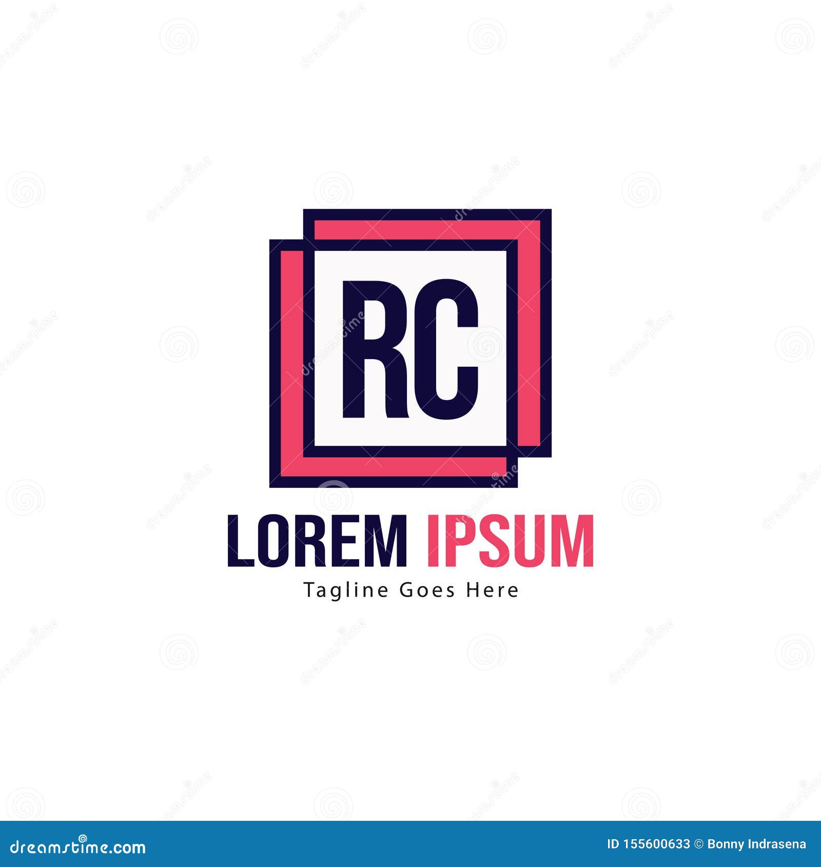 Initial RC Logo Template with Modern Frame. Minimalist RC Letter Logo ...