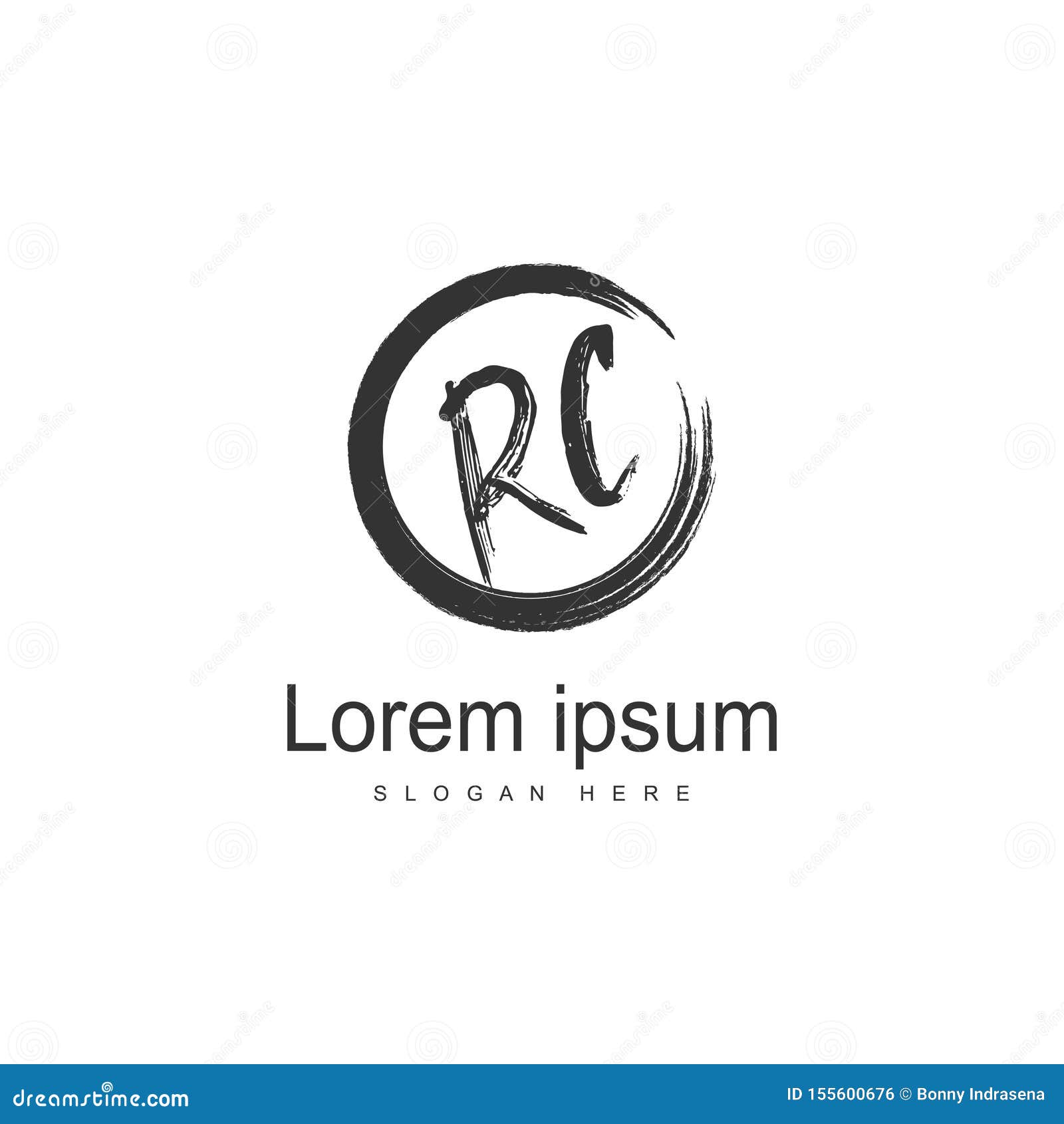 Initial RC Logo Template with Modern Frame. Minimalist RC Letter Logo ...